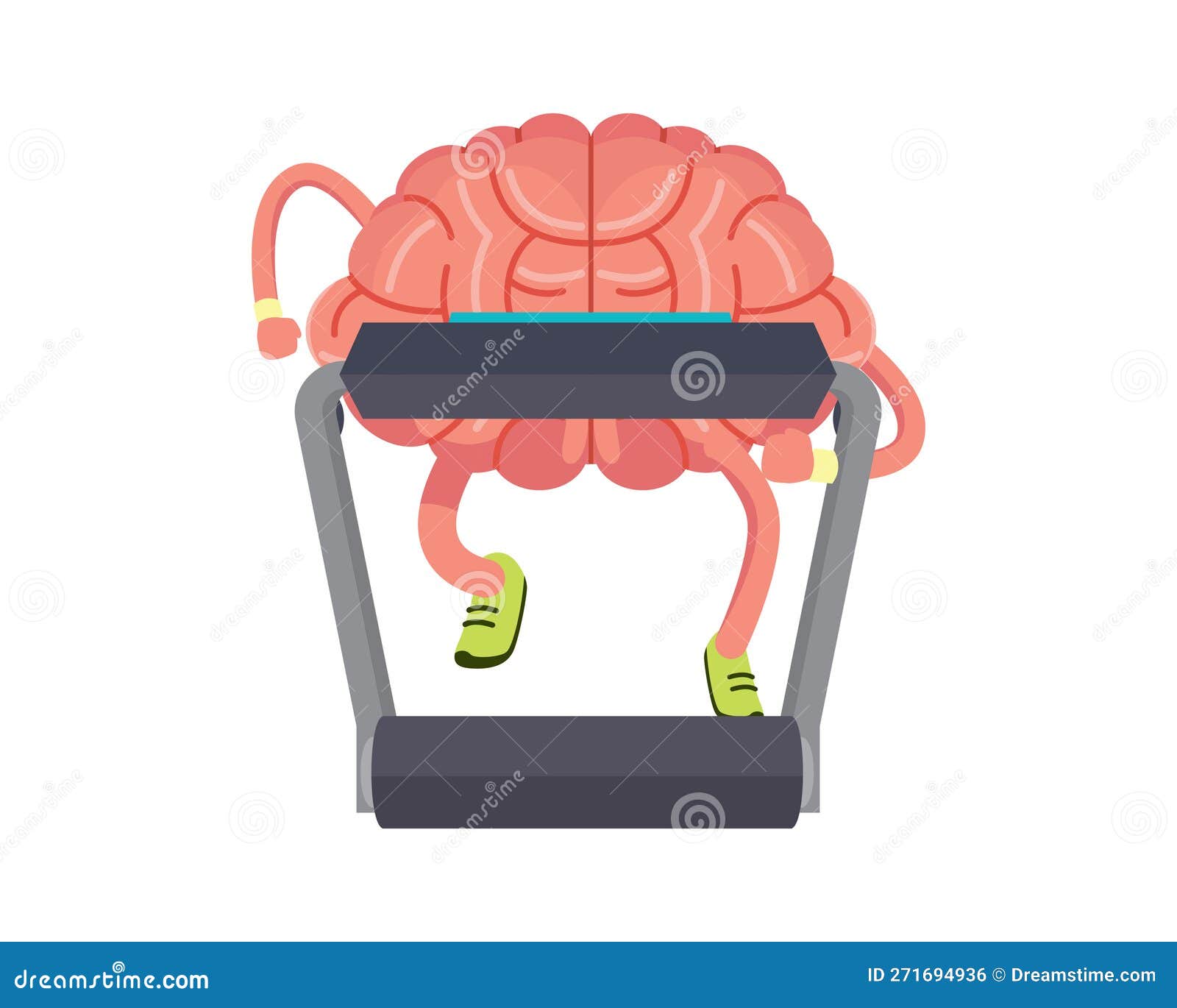 Brain Working Out on a Treadmill Illustration As Symbolization of Hard ...