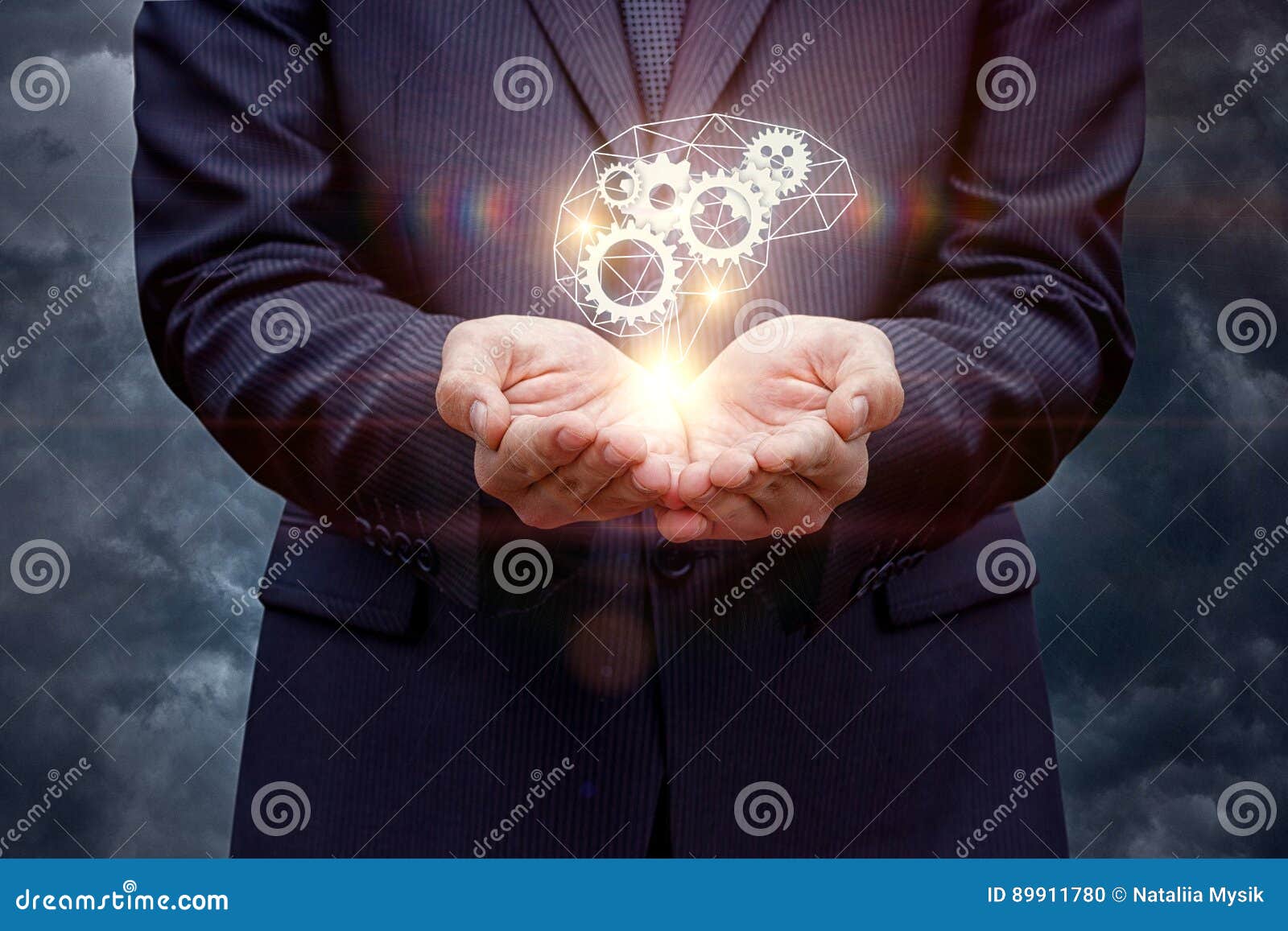 Brain Works Concept. Thinking, Creativity Concept Of The Human Head ...