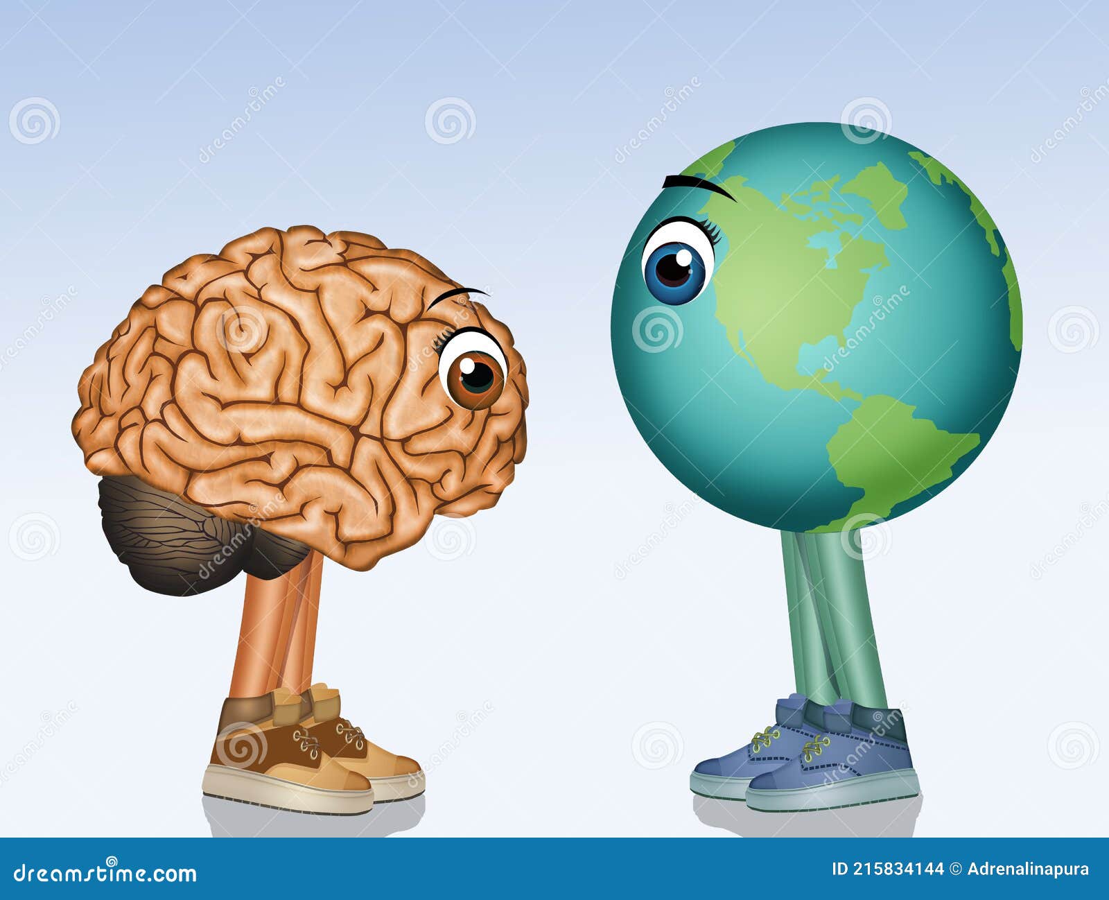 The Brain and the World Together Stock Illustration - Illustration of ...