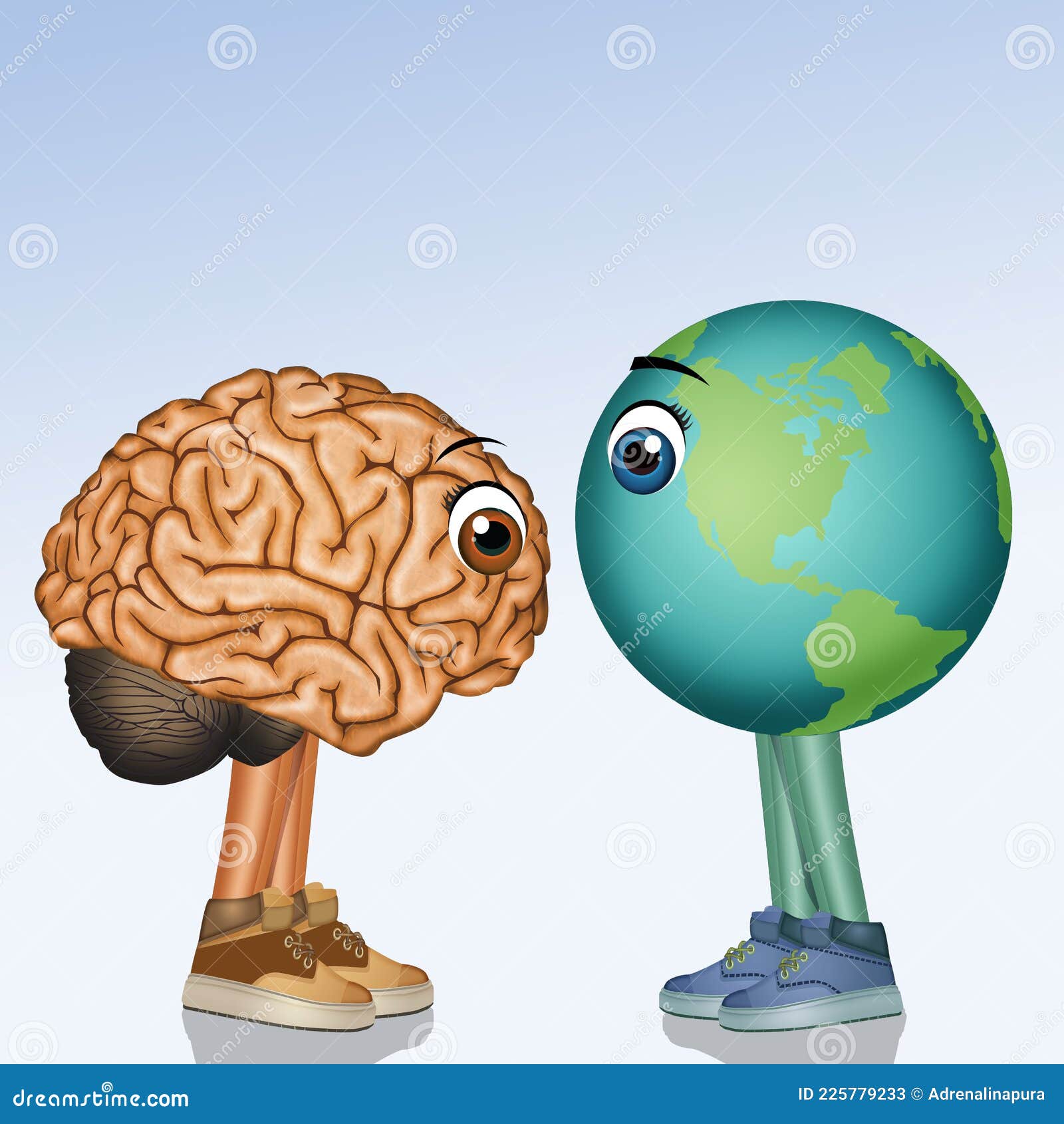 The Brain and the World Together Stock Illustration - Illustration of ...