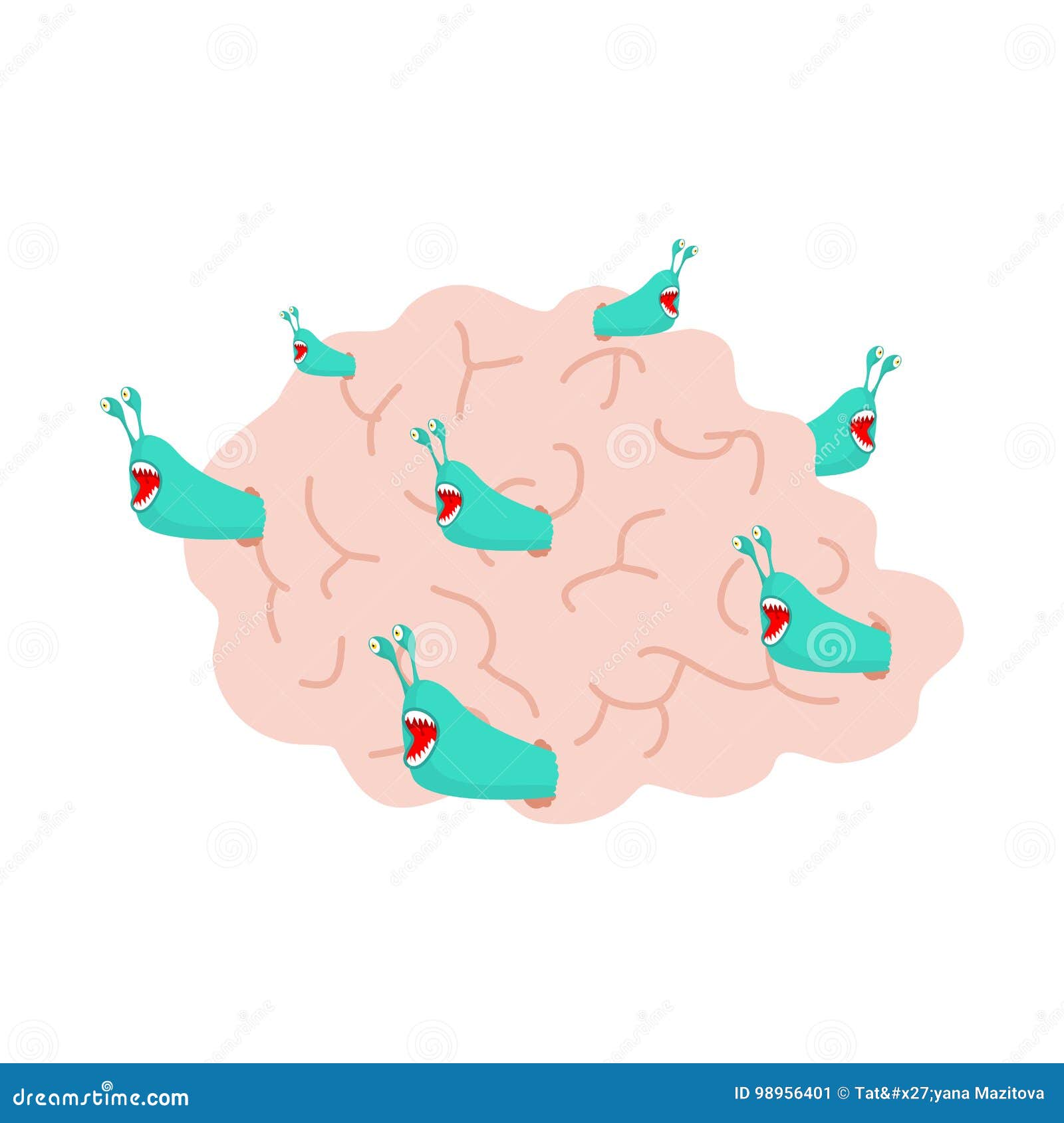 Brain Worm - Parasitic Ailment Neurocysticercosis Illustration Royalty ...