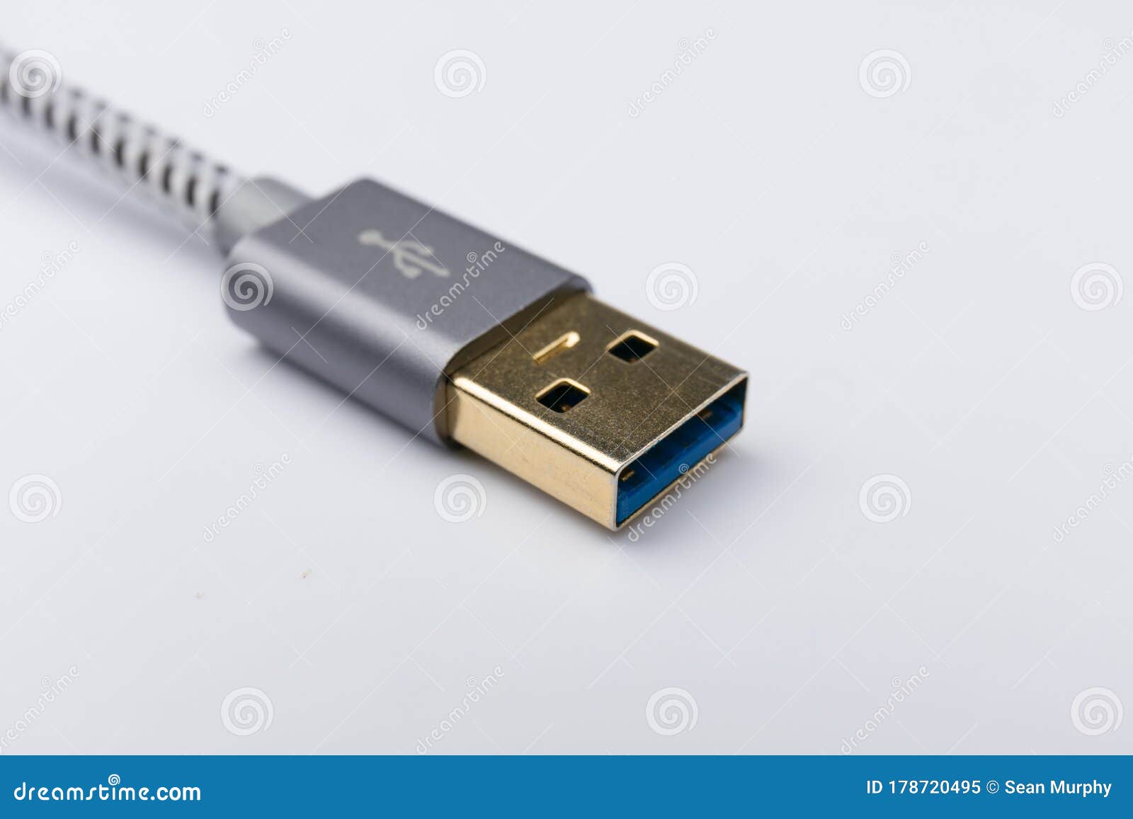 Grey USB Cable on a White Background Stock Image - Image of hard ...