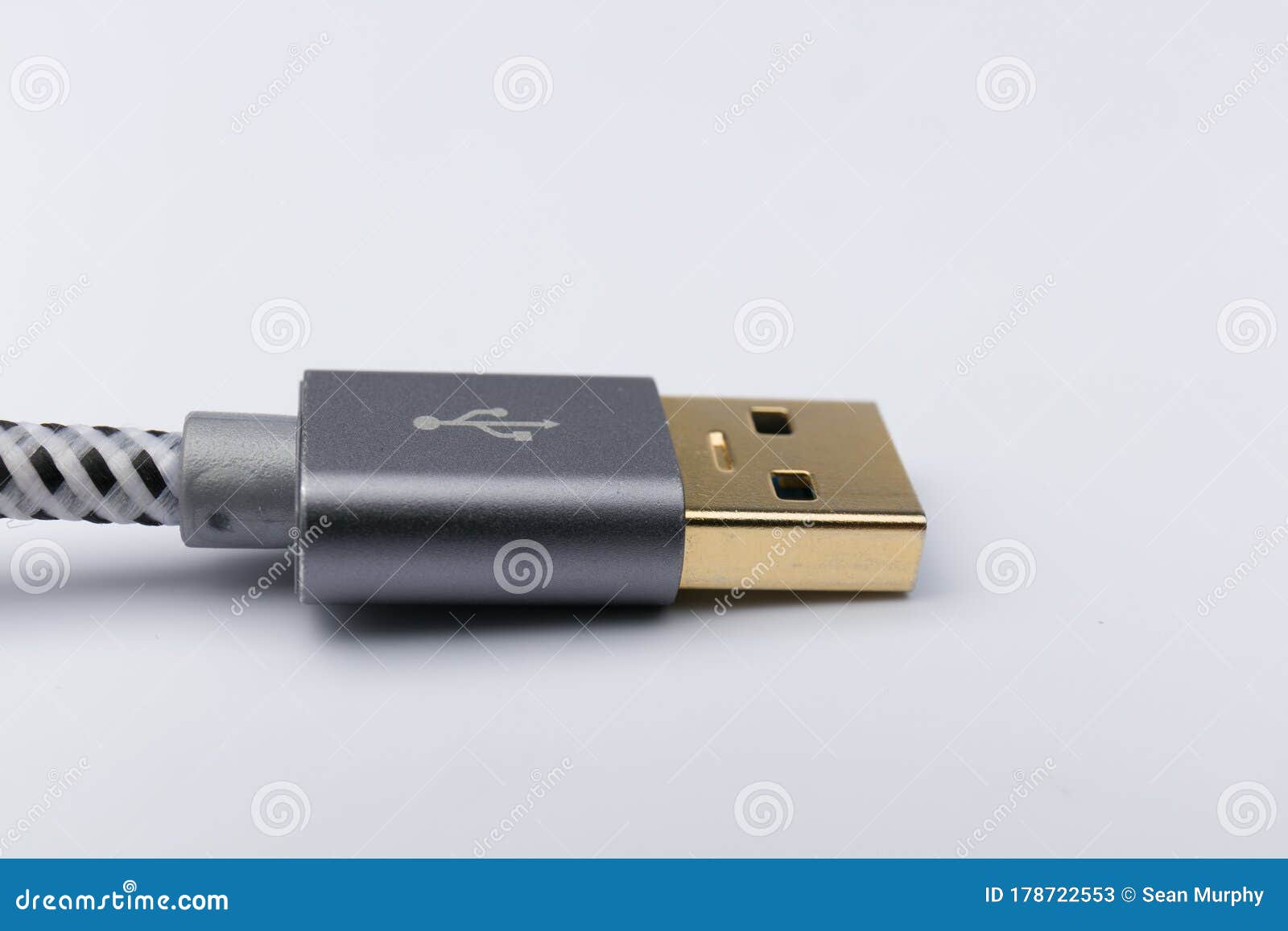 Grey USB Cable on a White Background Stock Image - Image of drive, data ...