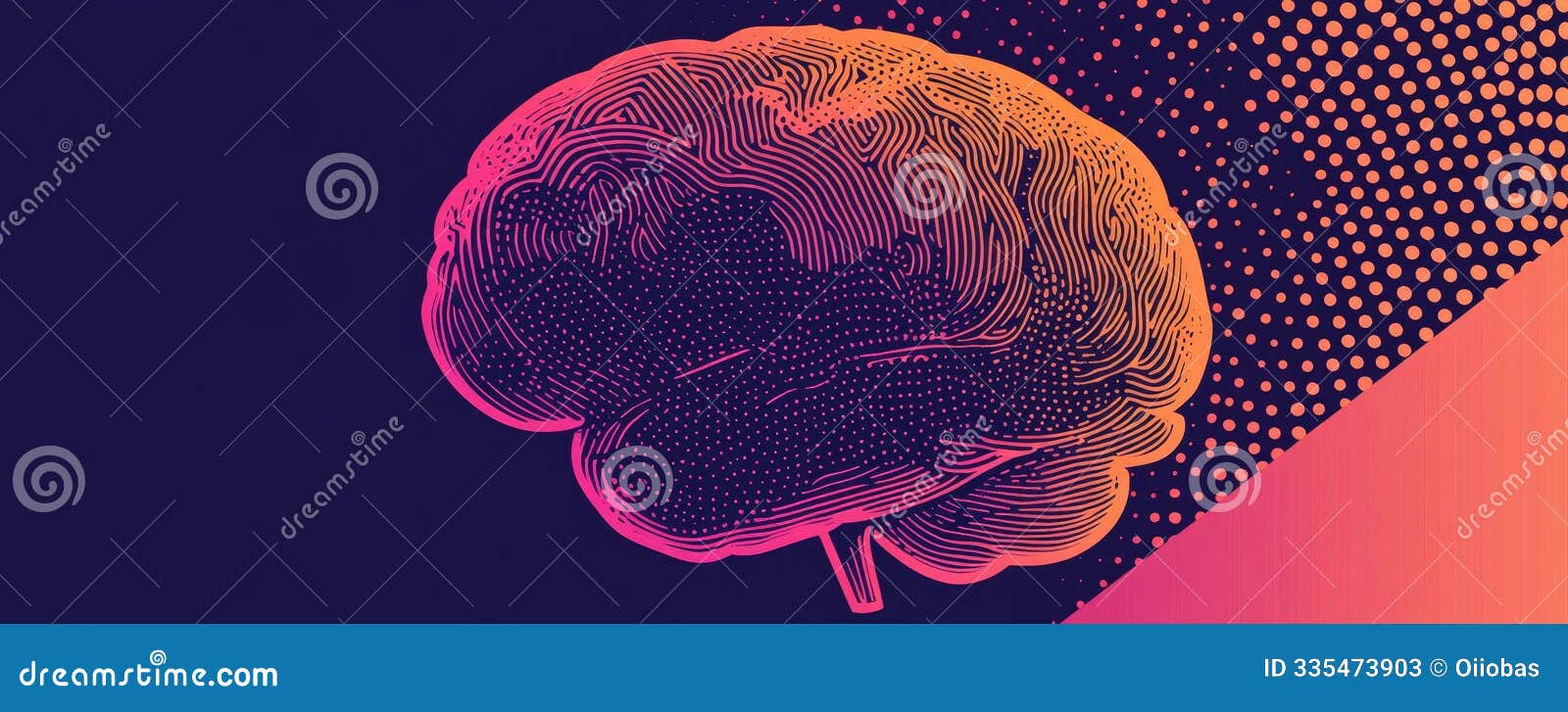 Brainpower a Gradient-Filled Composition with a Pink-Orange Brain on a ...