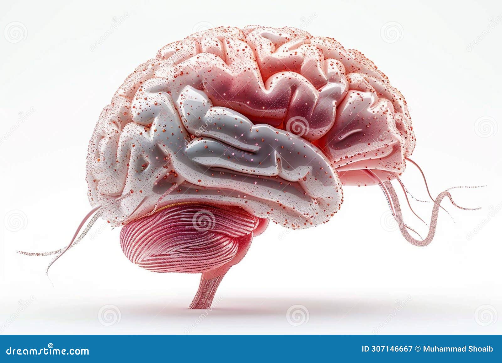 Brainpower Representation 3D Rendered Human Brain Isolated on White ...