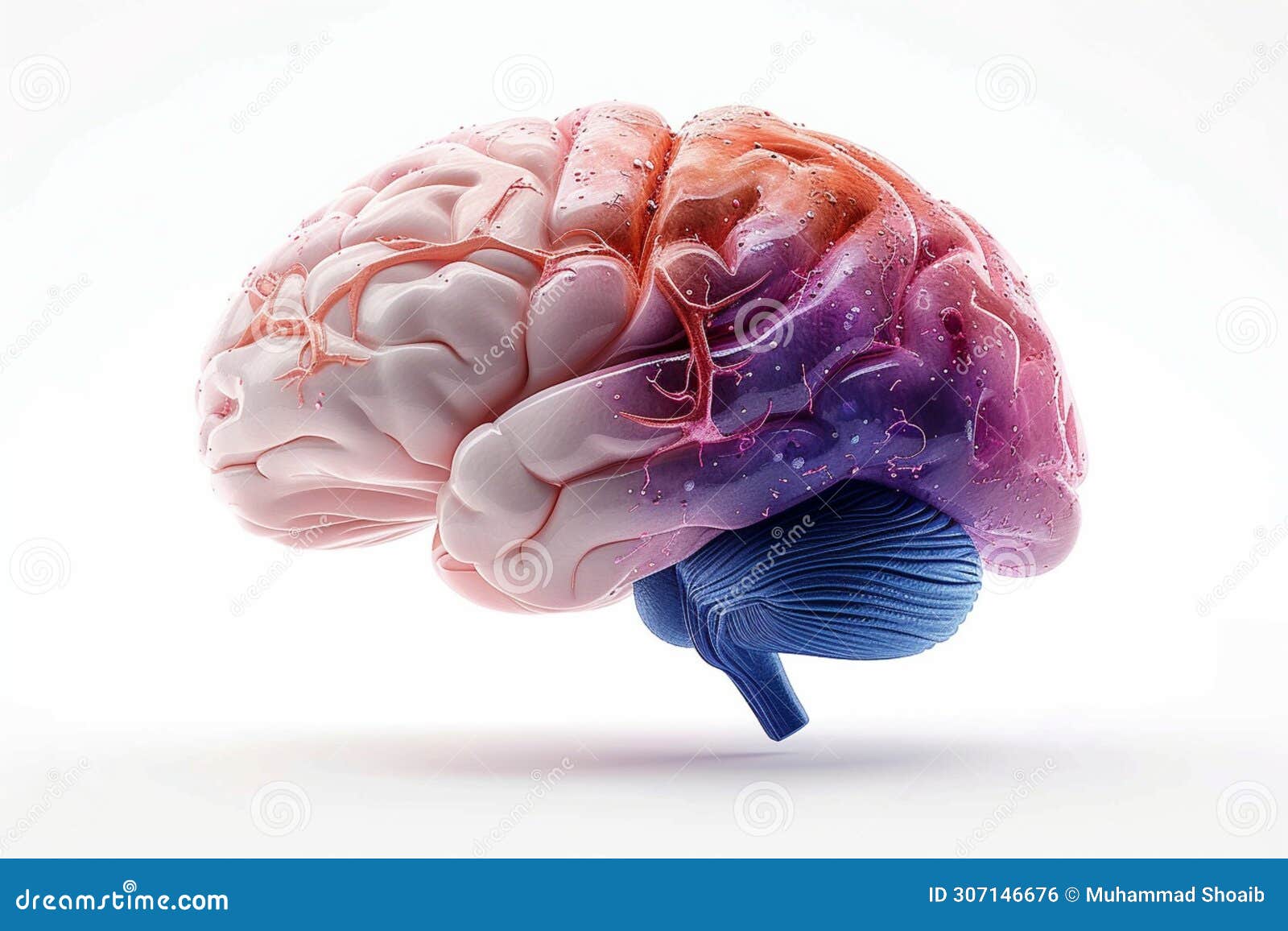 Brainpower Representation 3D Rendered Human Brain Isolated On White ...