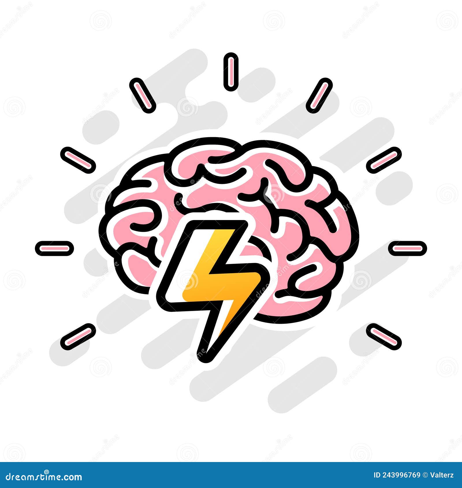 Brainpower Vector Logo. Human Brain and Lightning Stock Vector ...