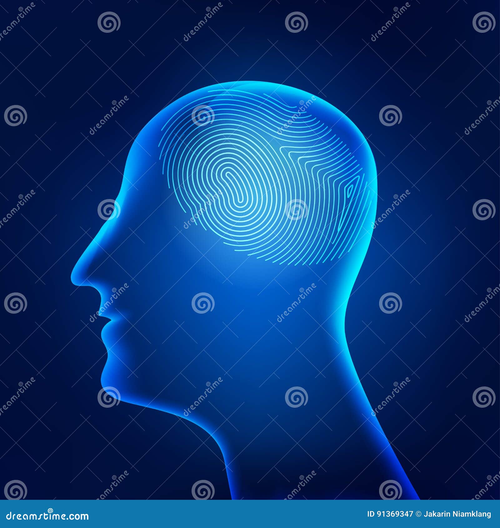 Brainprint stock vector. Illustration of fingerprint - 91369347