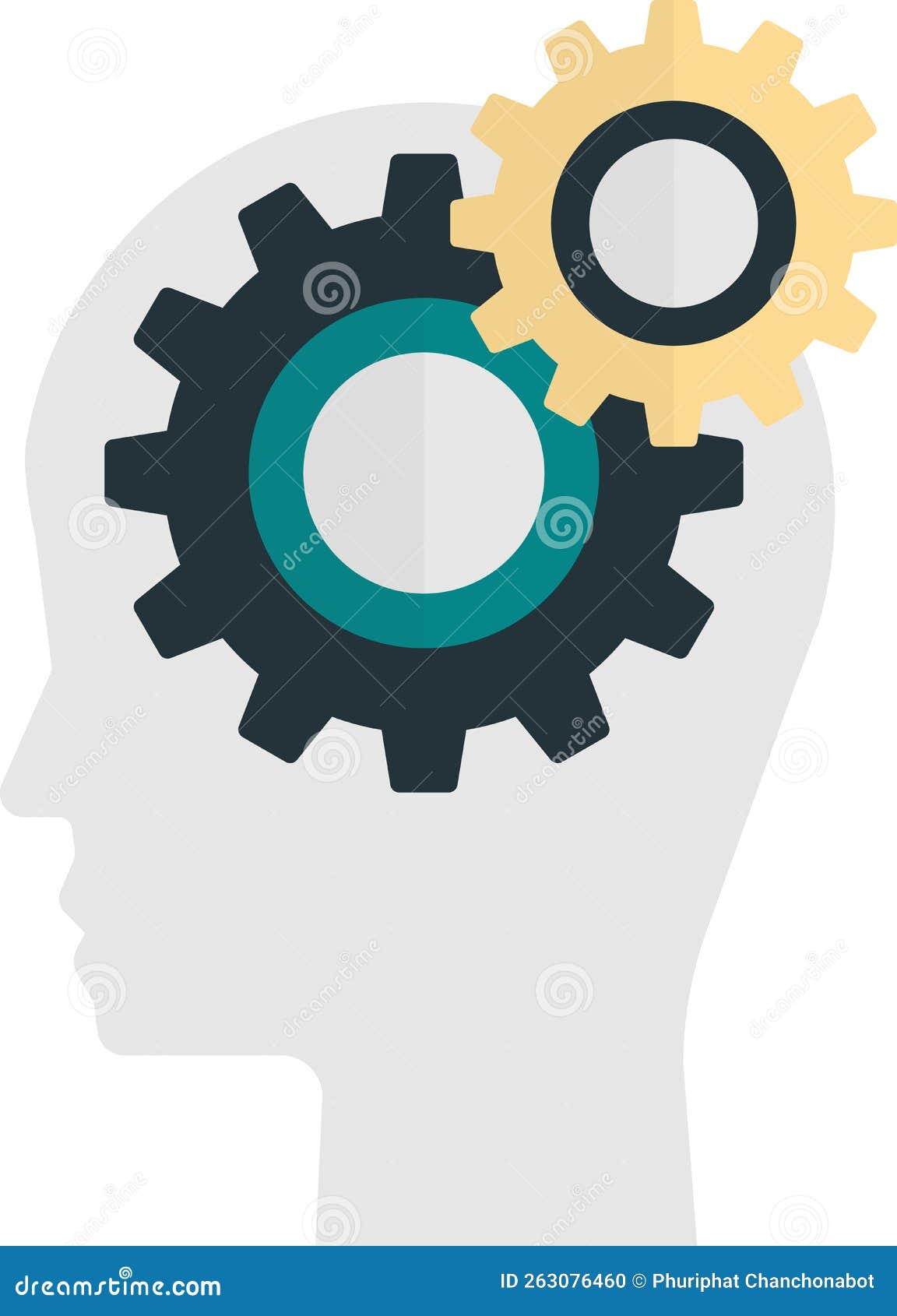 Brains and Cogs Illustration in Minimal Style Stock Vector ...