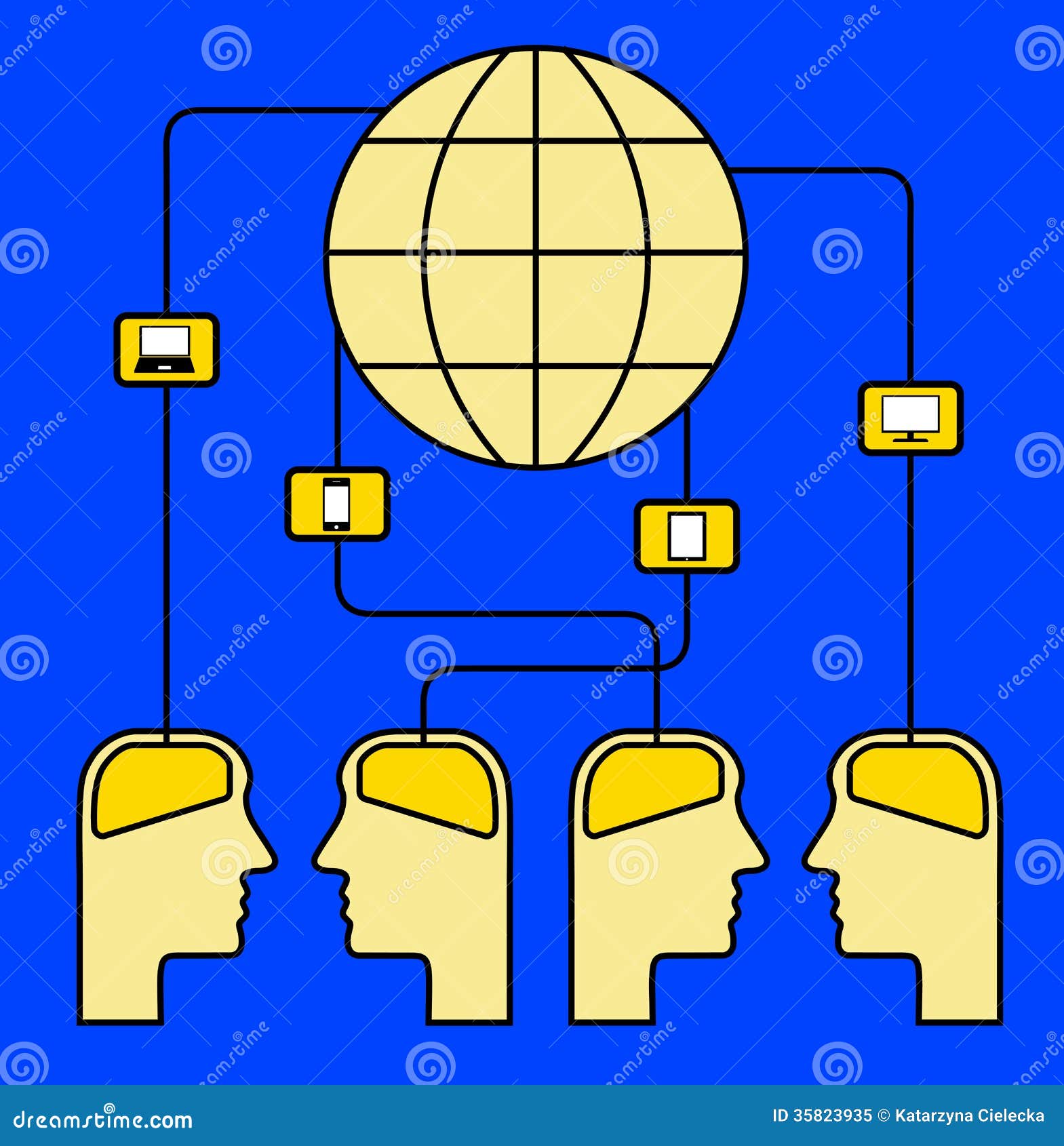 Brains Connected To the World Stock Vector - Illustration of people ...