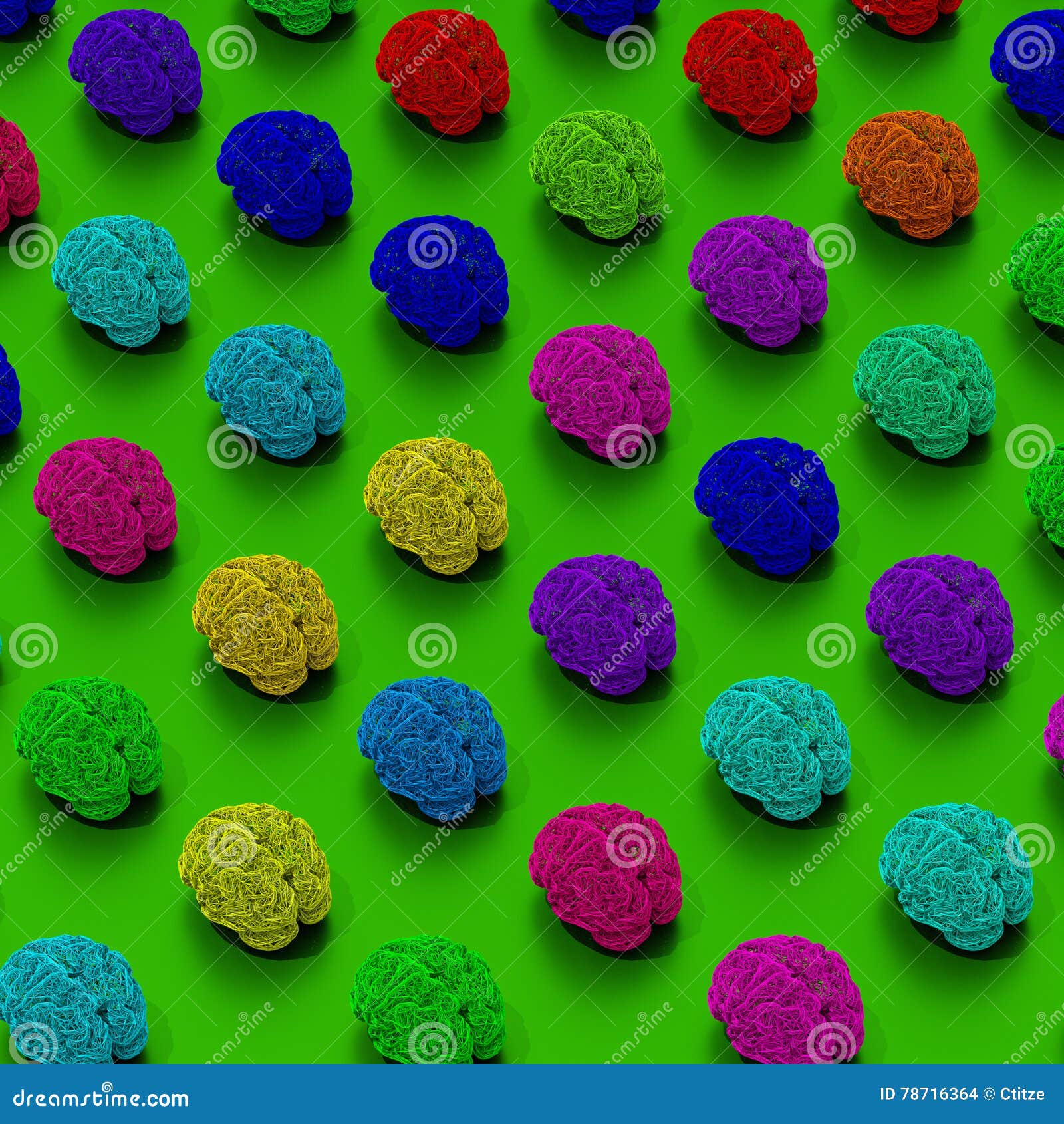 Brains Illustration Pattern, Low Poly Style Stock Illustration ...