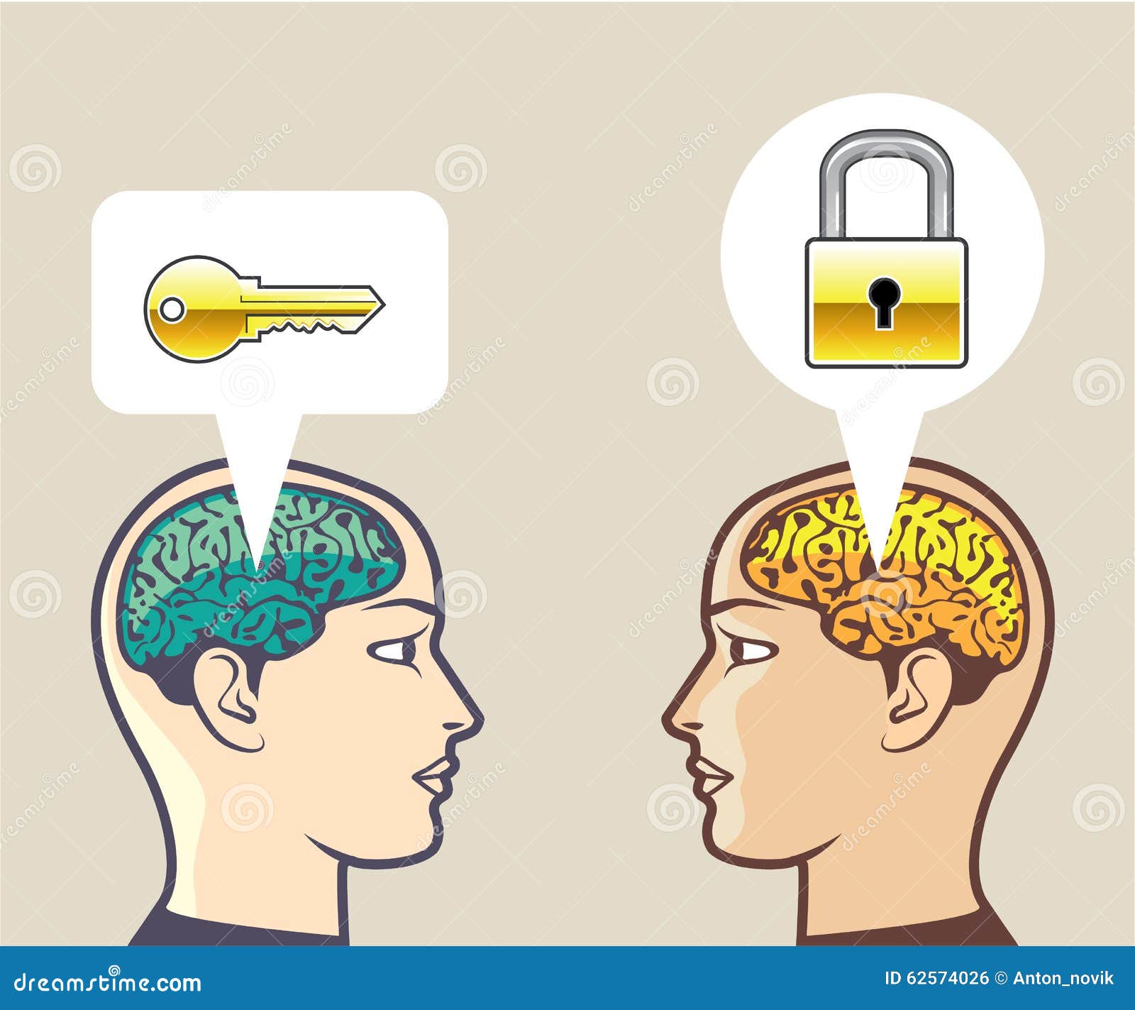 Brains Lock and Key stock vector. Illustration of graphic - 62574026