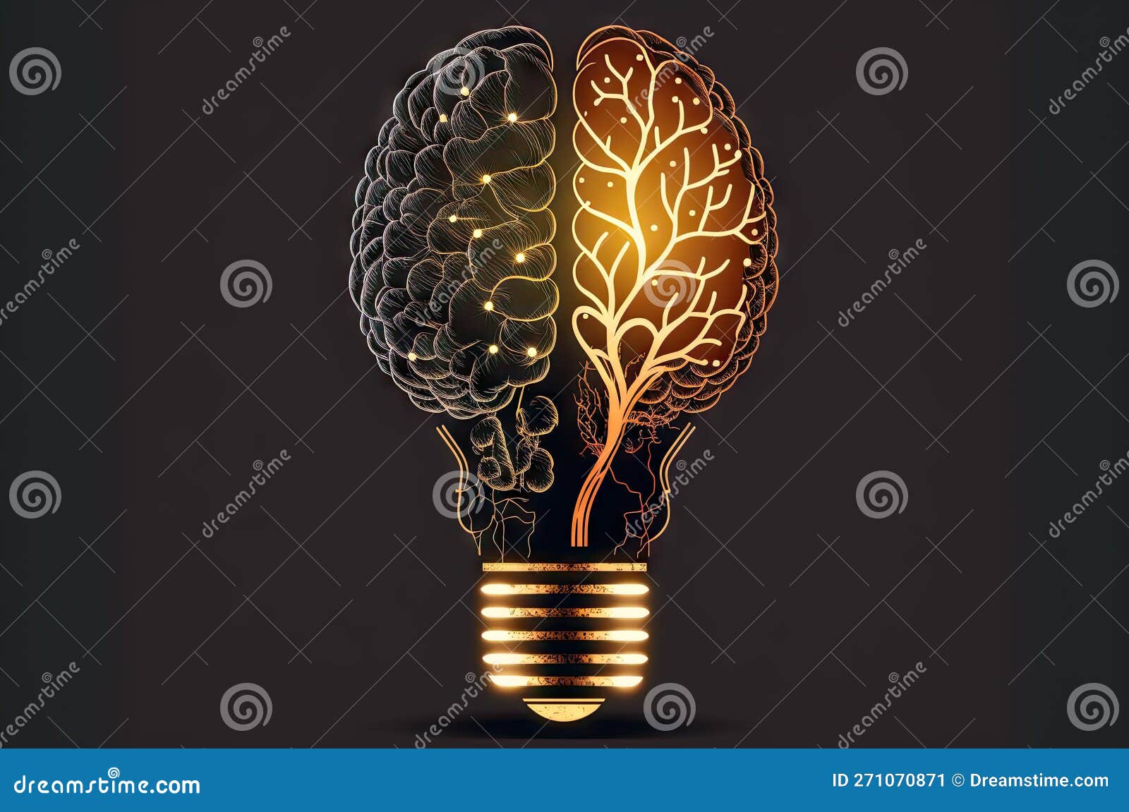 Brains in the Shape of a Light Bulb, Concept of the Good Idea Stock ...
