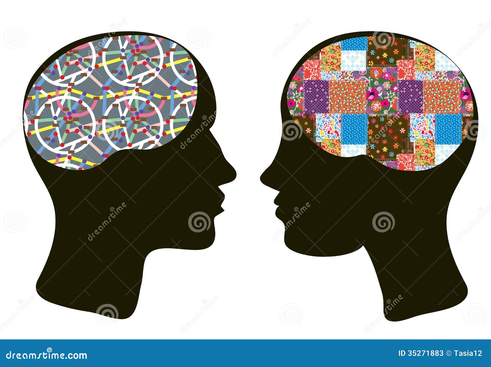 Brains And Thinking Concept Of Man And Woman Stock Vector