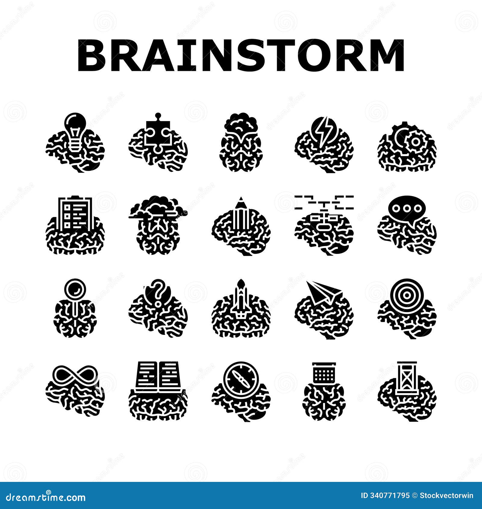 Brainstorm. Business Team Thinking. Brain In Head Human. Brains In ...