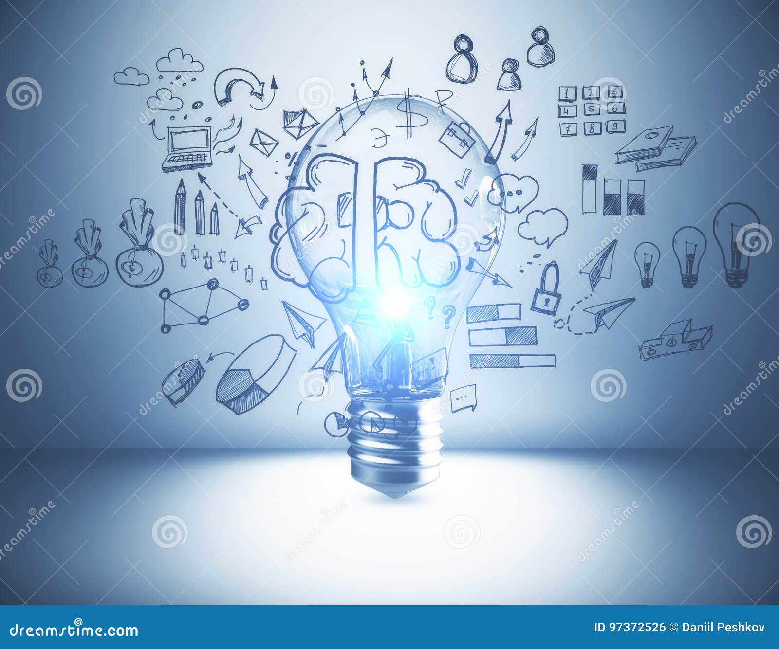Brainstorm concept stock illustration. Illustration of lightbulb - 97372526