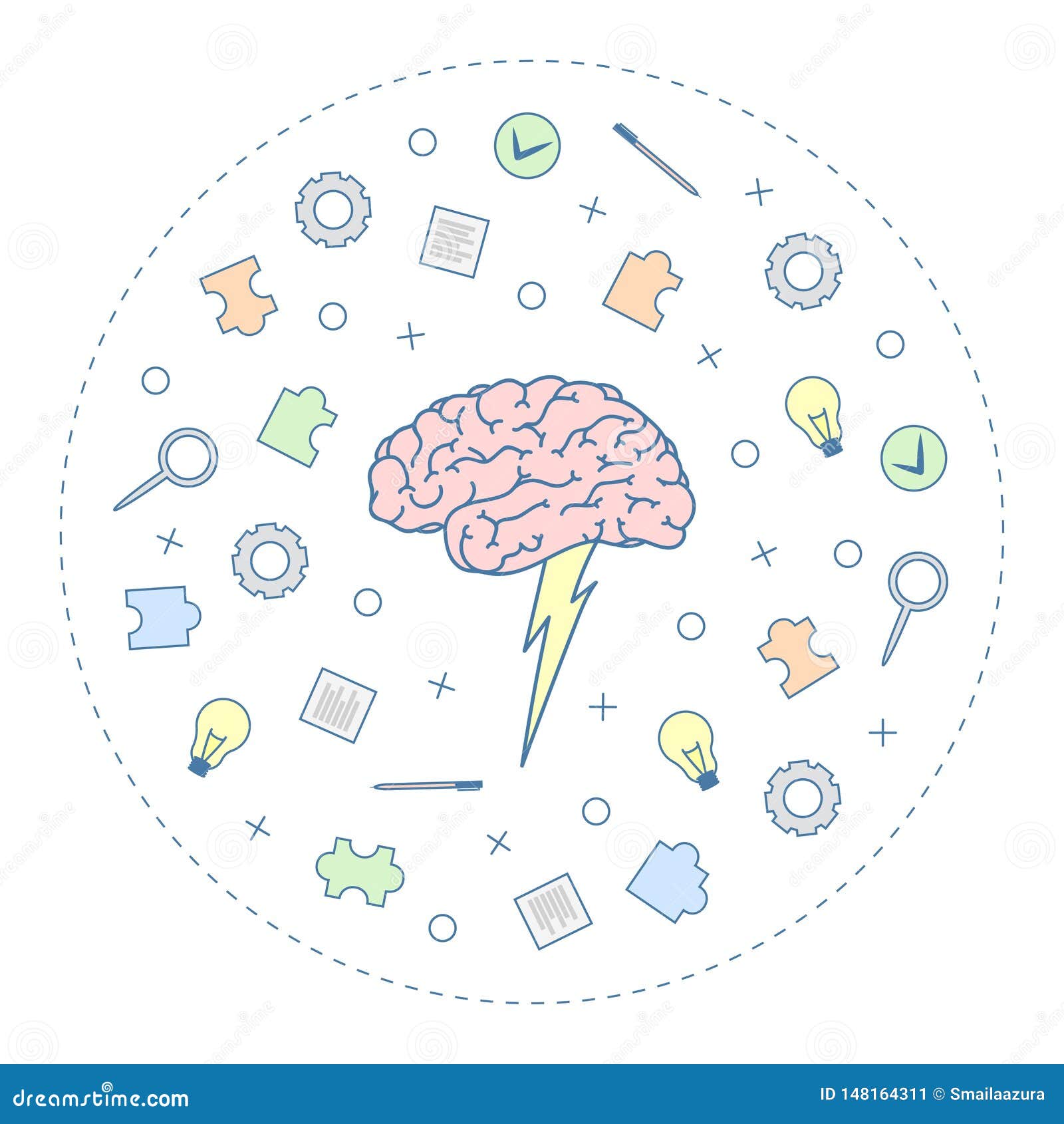 Brainstorm Concept in Minimalistic Style on White Background. Stock ...