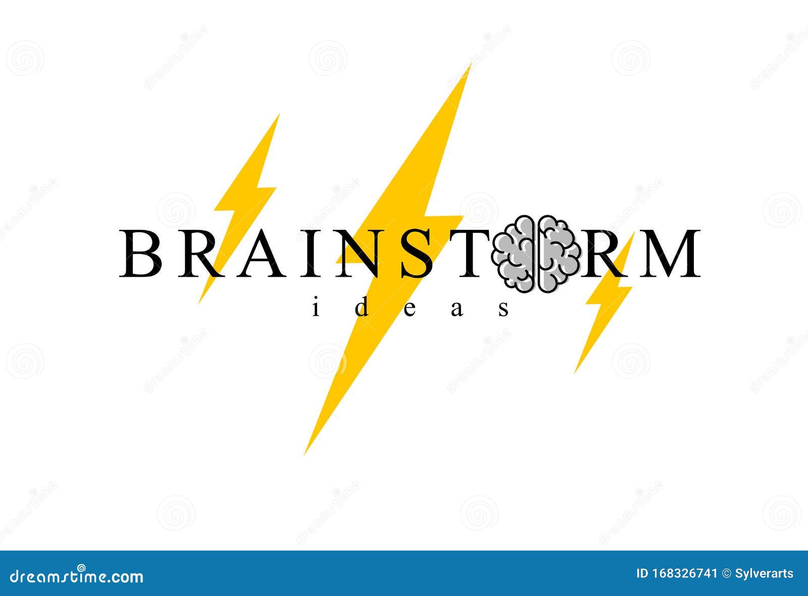 Brainstorm Concept Vector Logo or Icon, Human Brain and Lightning Bolt ...