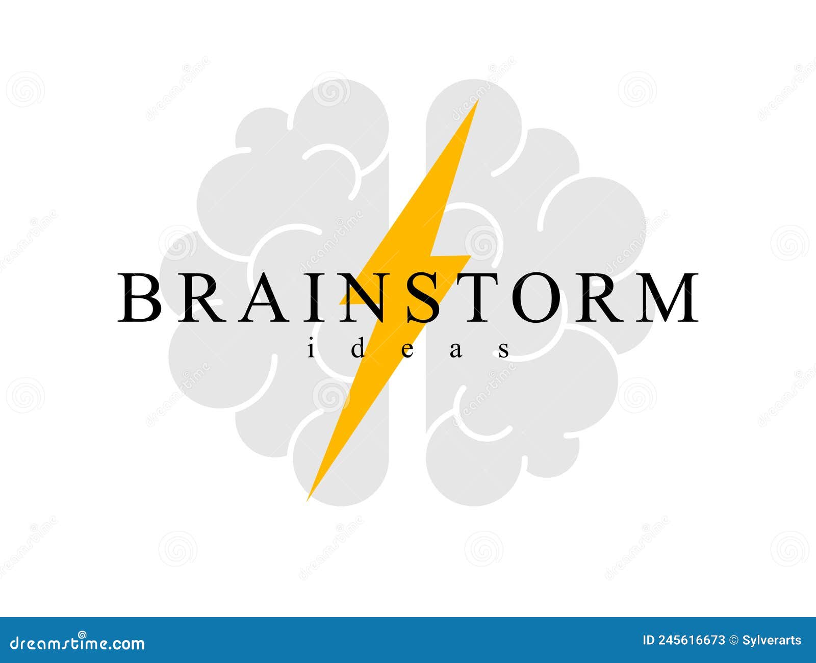 Brainstorm Concept Vector Logo or Icon, Human Brain and Lightning Bolt ...