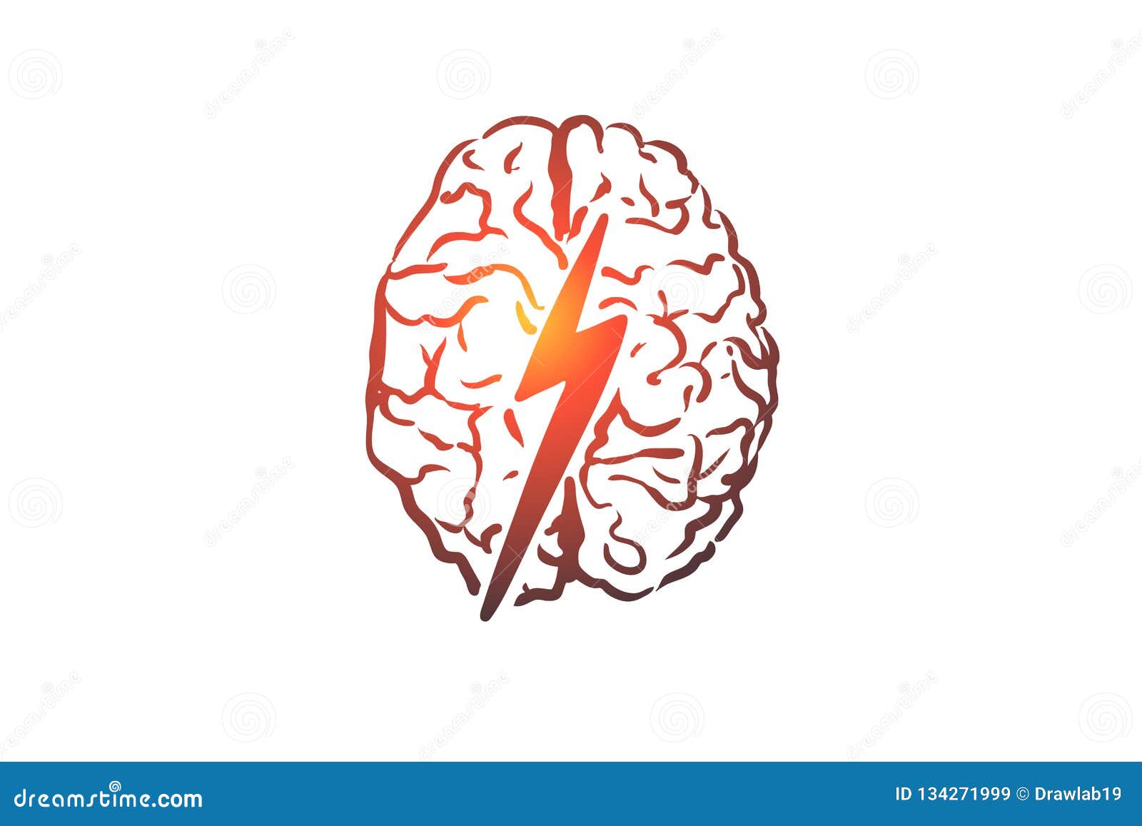 Brainstorm, Creative, Brain, Mind, Power Concept. Hand Drawn Isolated ...