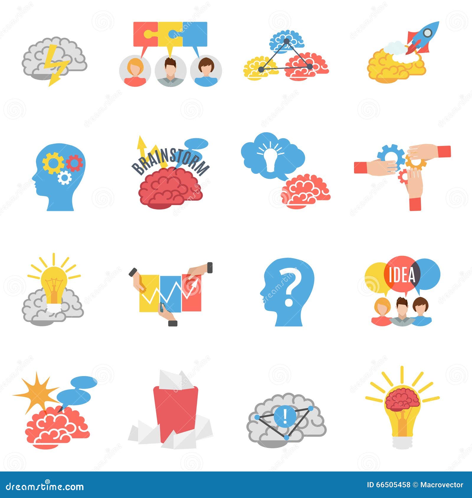 Brainstorm Creative Flat Icons Set Stock Vector - Illustration of ...