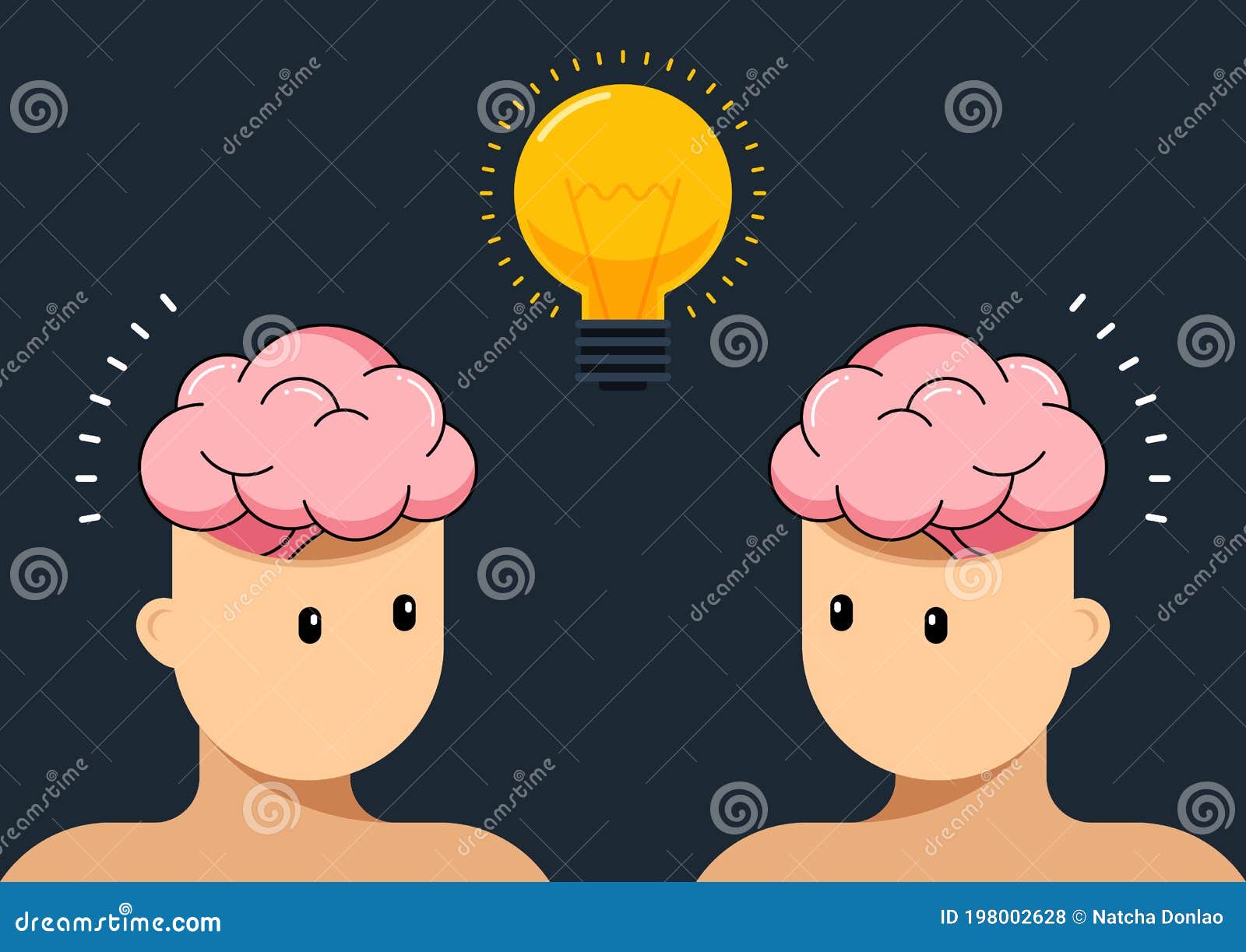 Brainstorm and Creative Thinking Idea Concept Flat Design Style ...