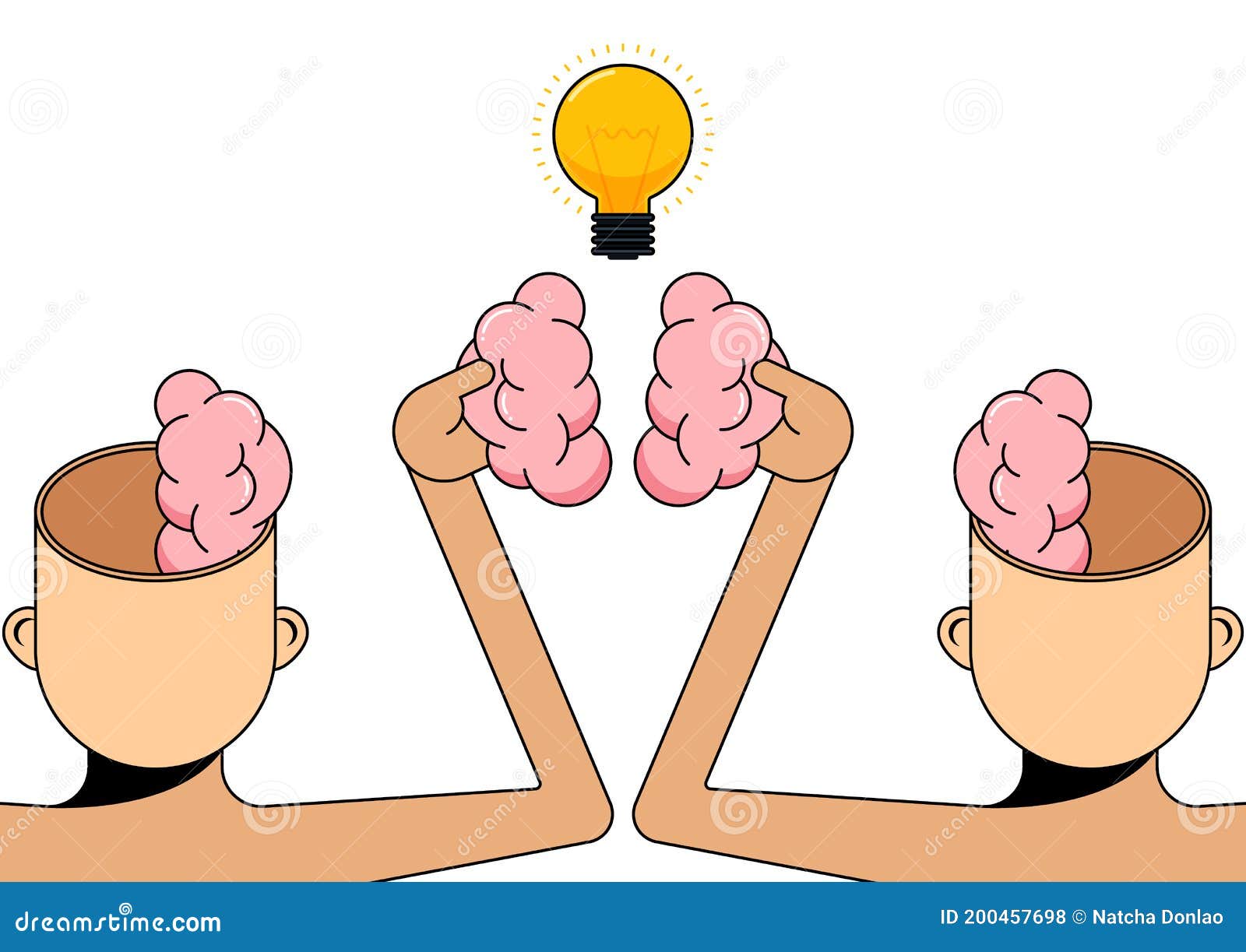 Brainstorm and Creative Thinking Idea Concept Flat Design Style Decorative with Human Head and ...