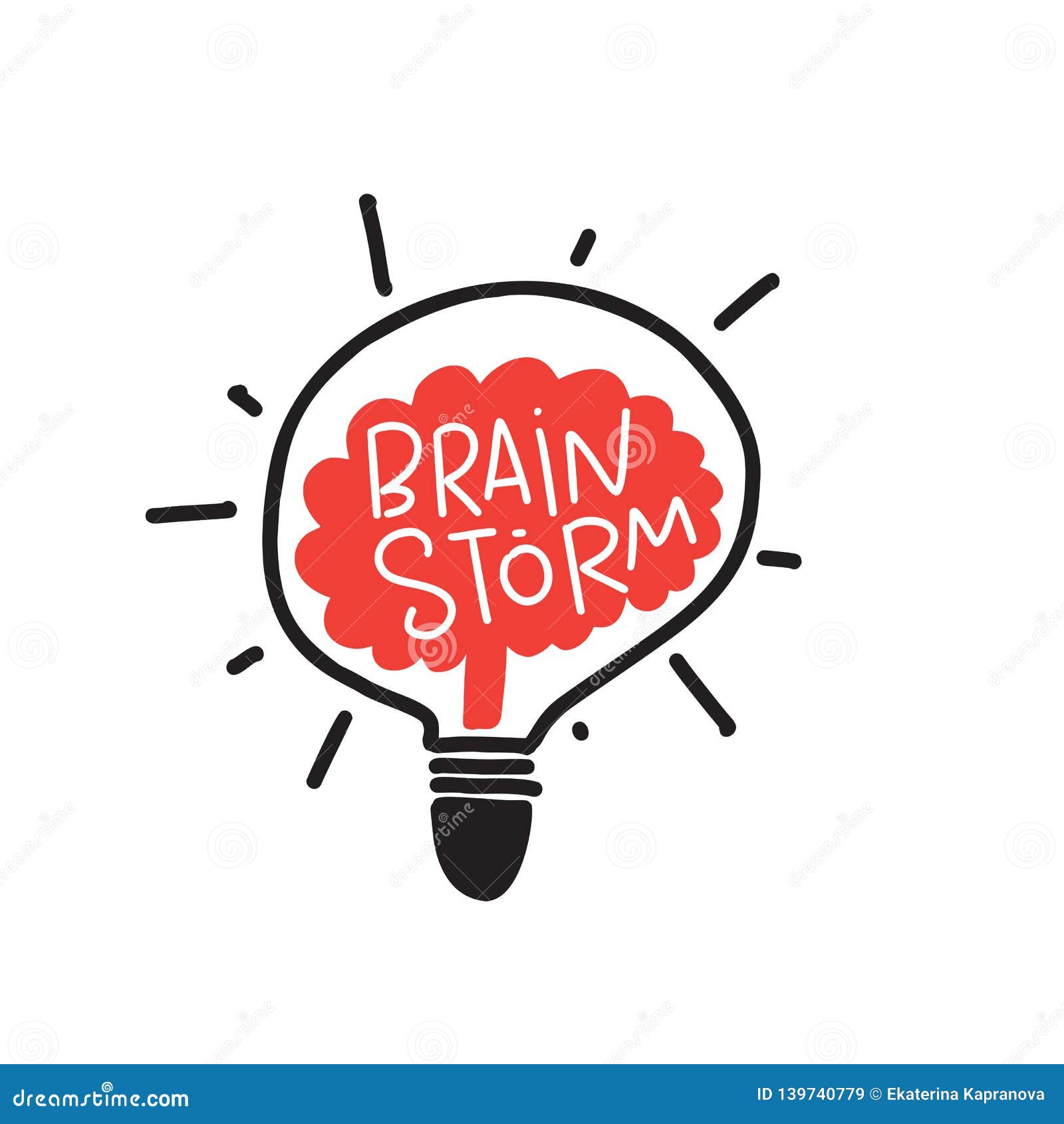 Brainstorm.. Funny Doodle Illustration of Brain in Lamp. Typography ... Brainstorm.. Funny Doodle Illustration of Brain in Lamp. Typography ...