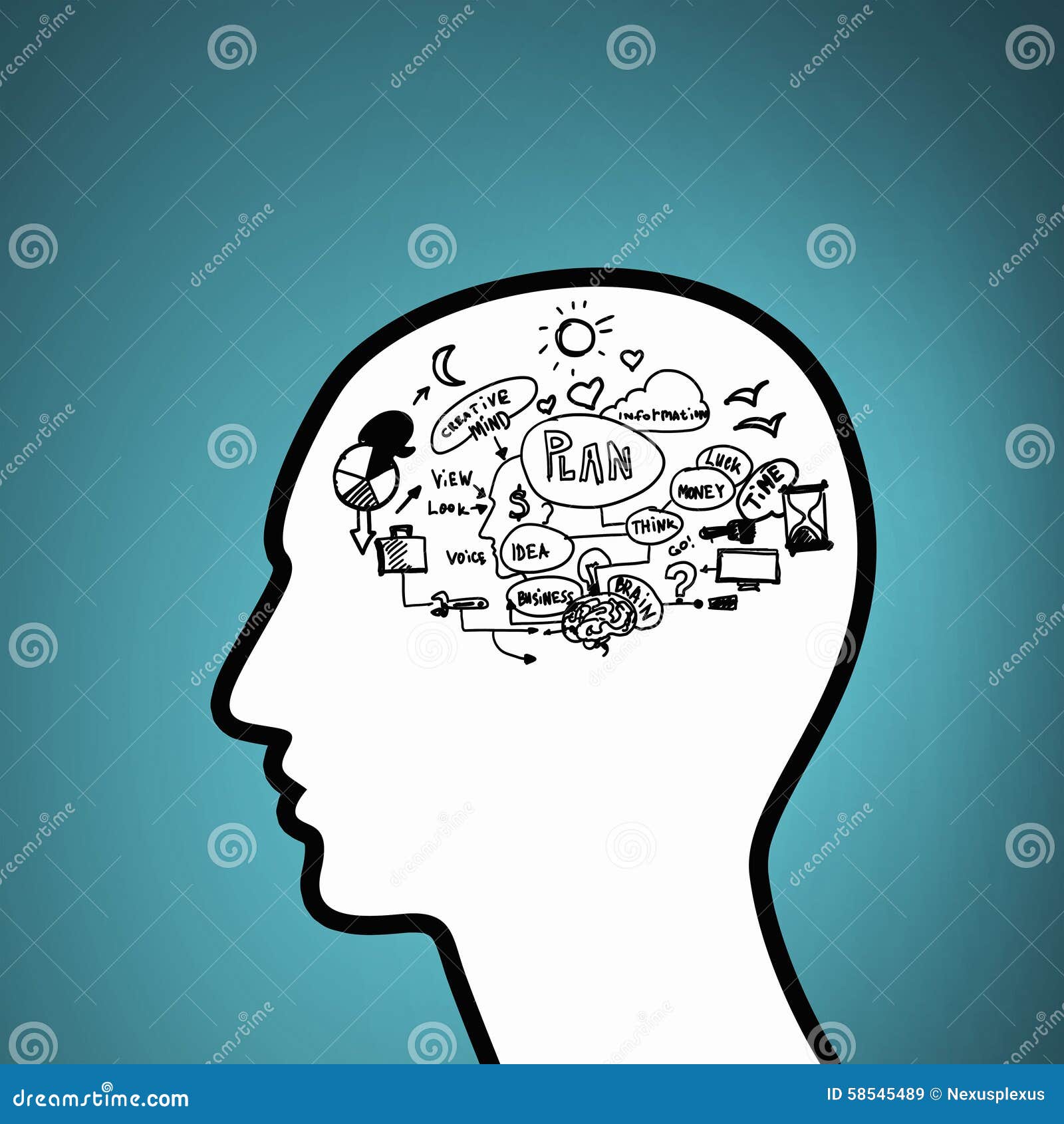 Brainstorm in head stock illustration. Illustration of intelligence ...