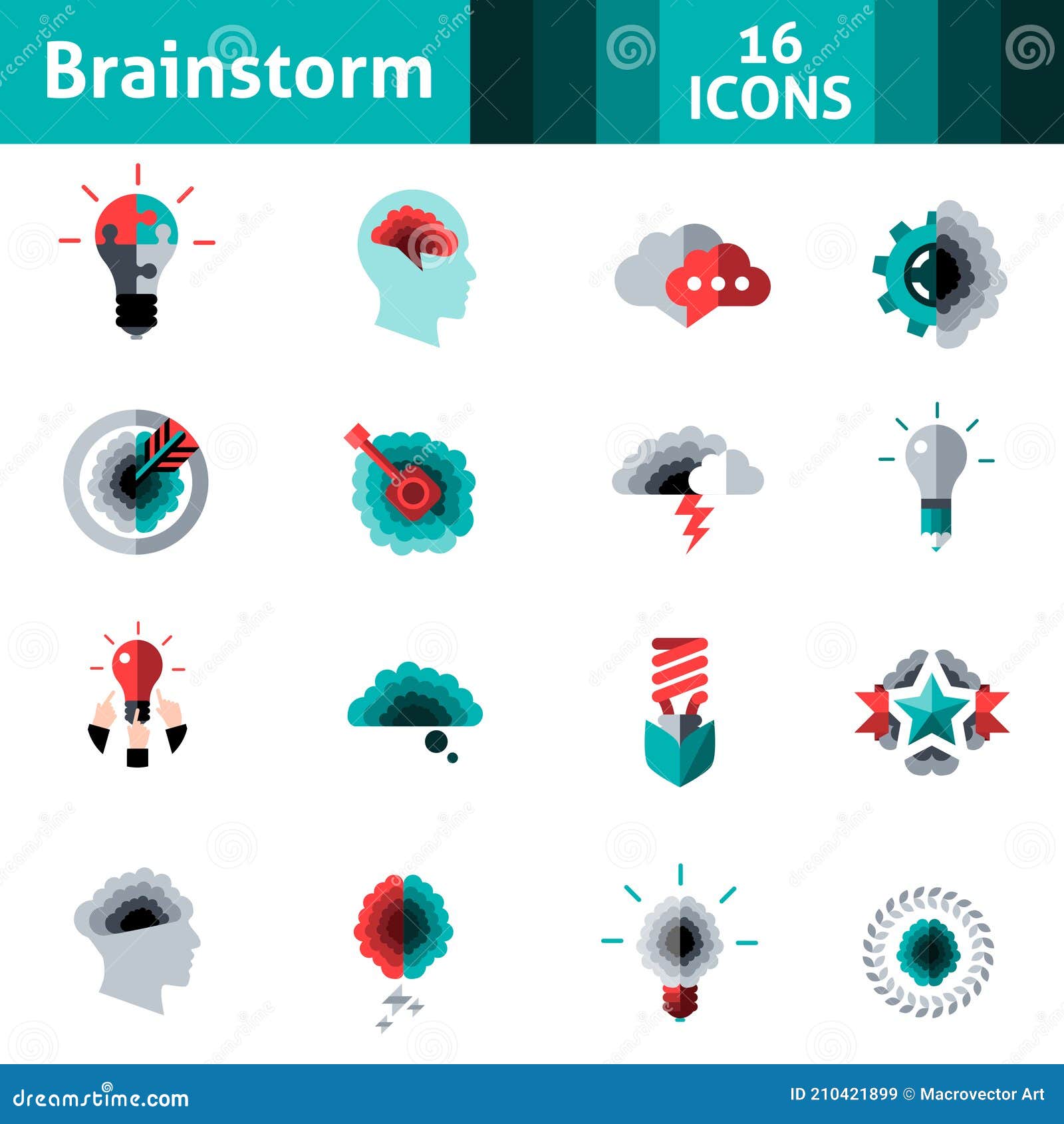 Brainstorm Icons Set stock vector. Illustration of efficiency - 210421899