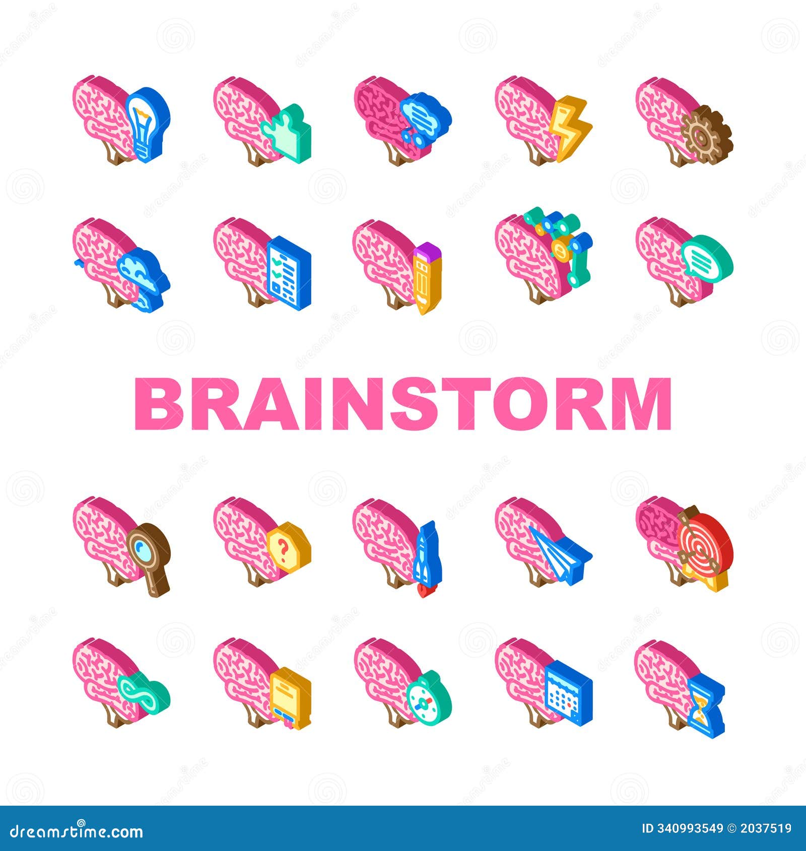 Brainstorm Ideas Creativity Icons Set Vector Stock Illustration ...