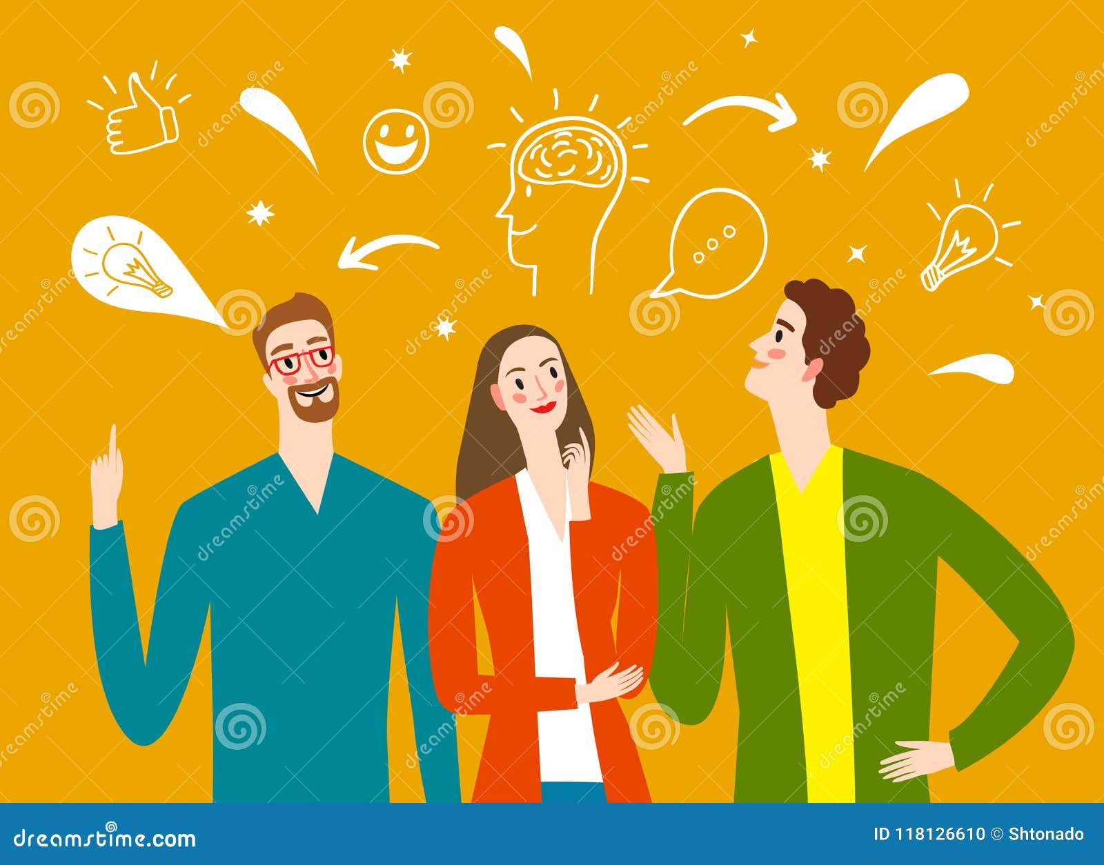 Brainstorm Illustration with People. Stock Illustration - Illustration ...