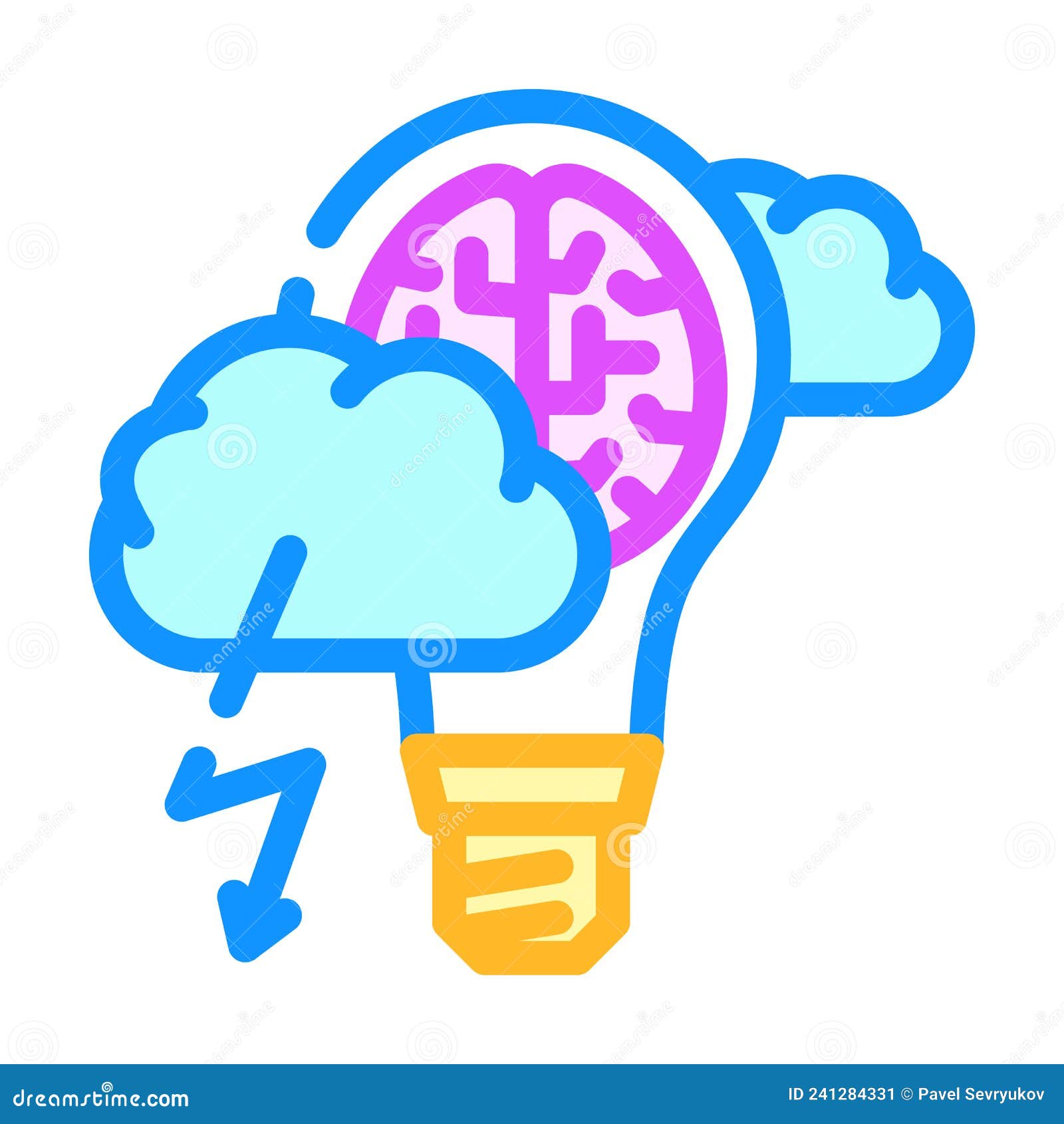 Brainstorm Light Bulb Color Icon Vector Illustration Stock Vector ...