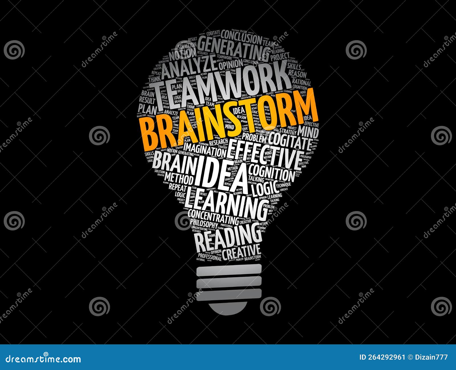 Brainstorm Light Bulb Word Cloud Collage, Concept Background Royalty ...