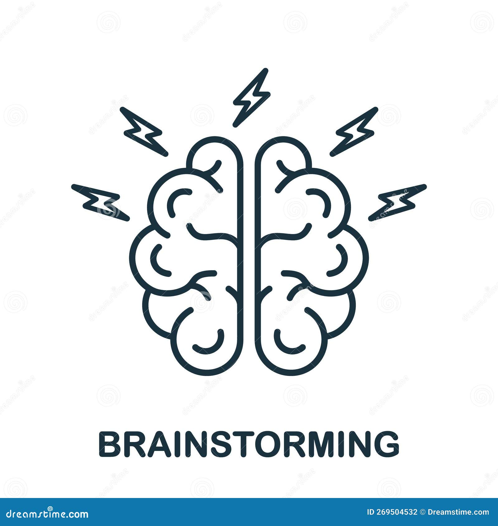 Brainstorm Line Icon. Human Brain with Lightning Linear Pictogram ... Brainstorm Line Icon. Human Brain with Lightning Linear Pictogram ...