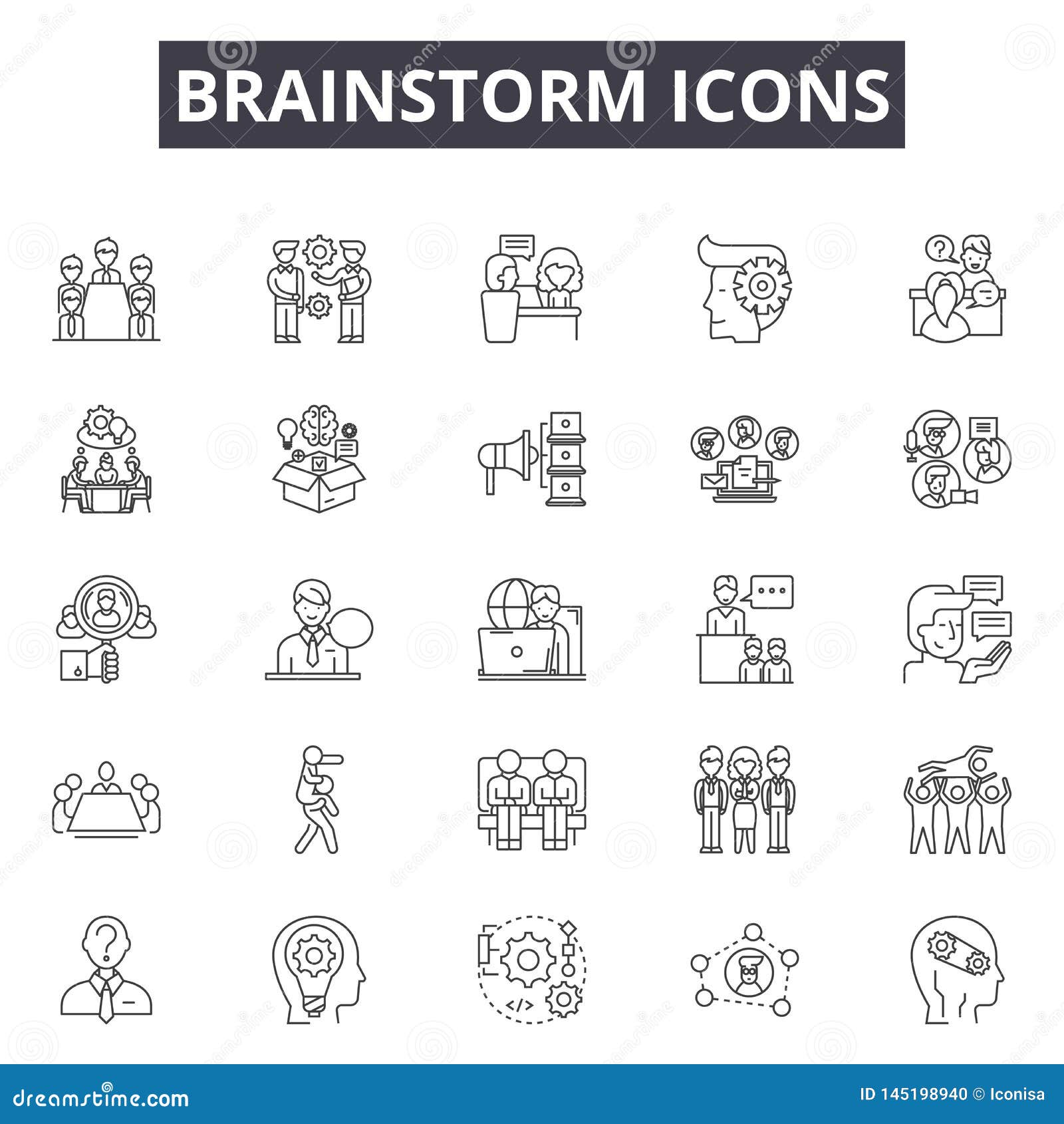 Brainstorm Line Icons, Signs, Vector Set, Outline Illustration Concept ... Brainstorm Line Icons, Signs, Vector Set, Outline Illustration Concept ...