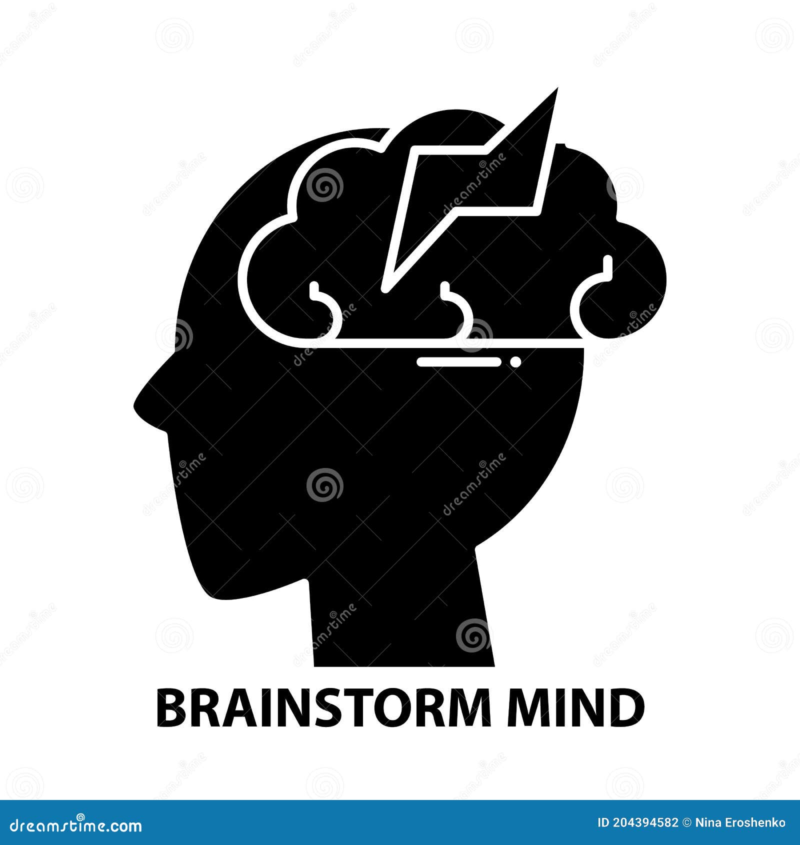 Brainstorm Mind Icon, Black Vector Sign with Editable Strokes, Concept ...