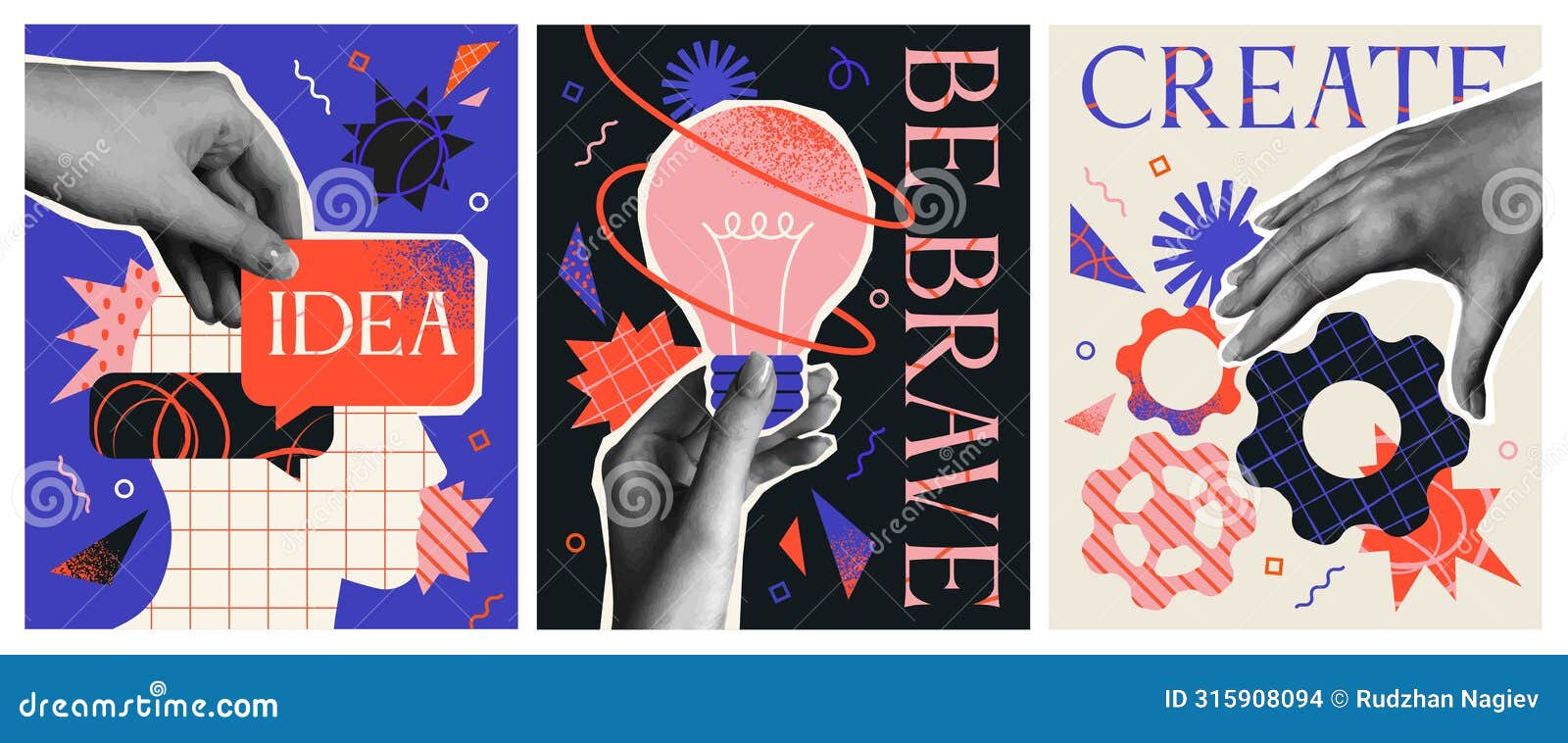 Brainstorm Vector Posters Set Stock Photo - Image of concept ...