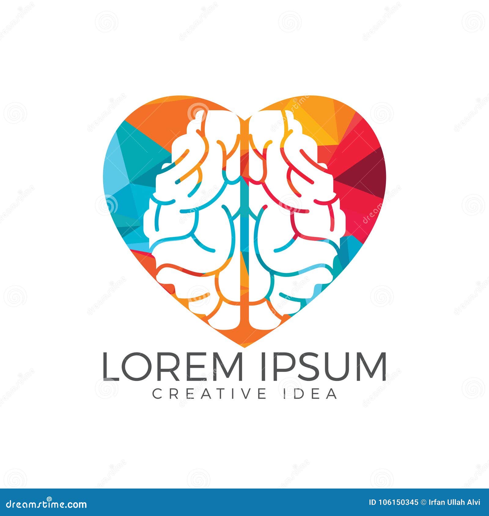 Creative Brain Heart Shape Logo Design. Think Idea Concept. Stock ...