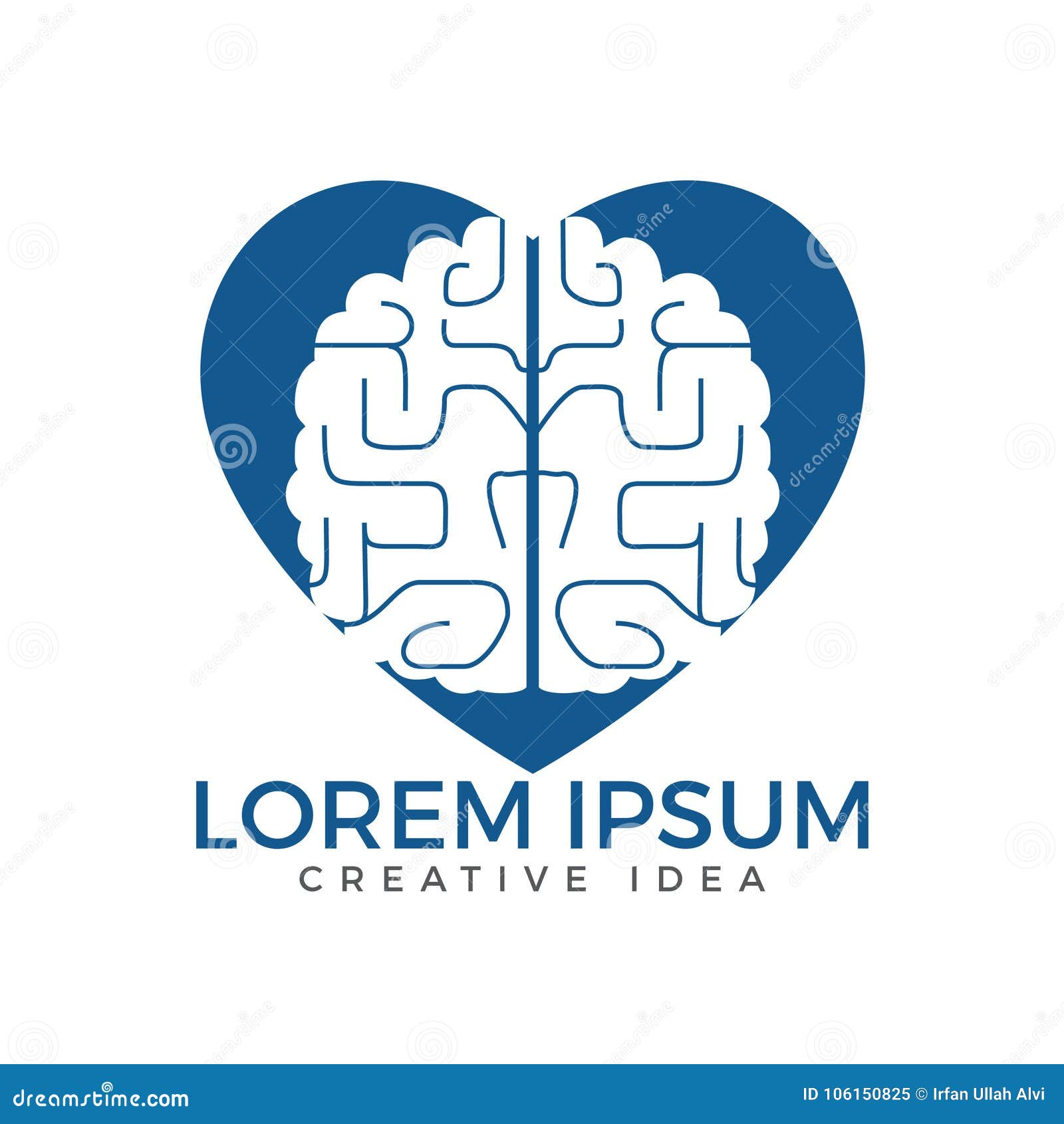 Creative Brain Heart Shape Logo Design. Think Idea Concept. Stock ...