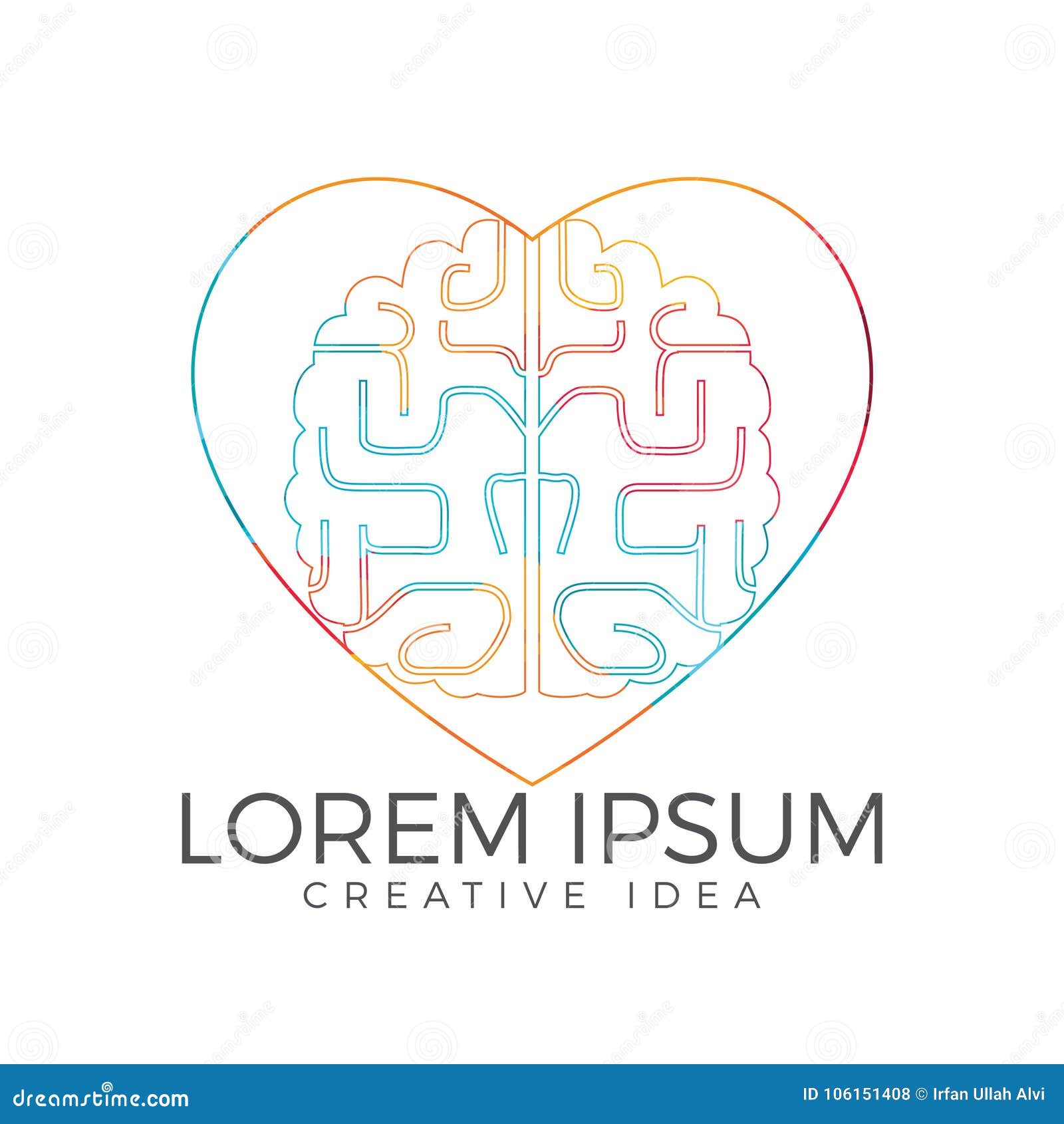 Creative Brain Heart Shape Logo Design. Think Idea Concept. Stock ...