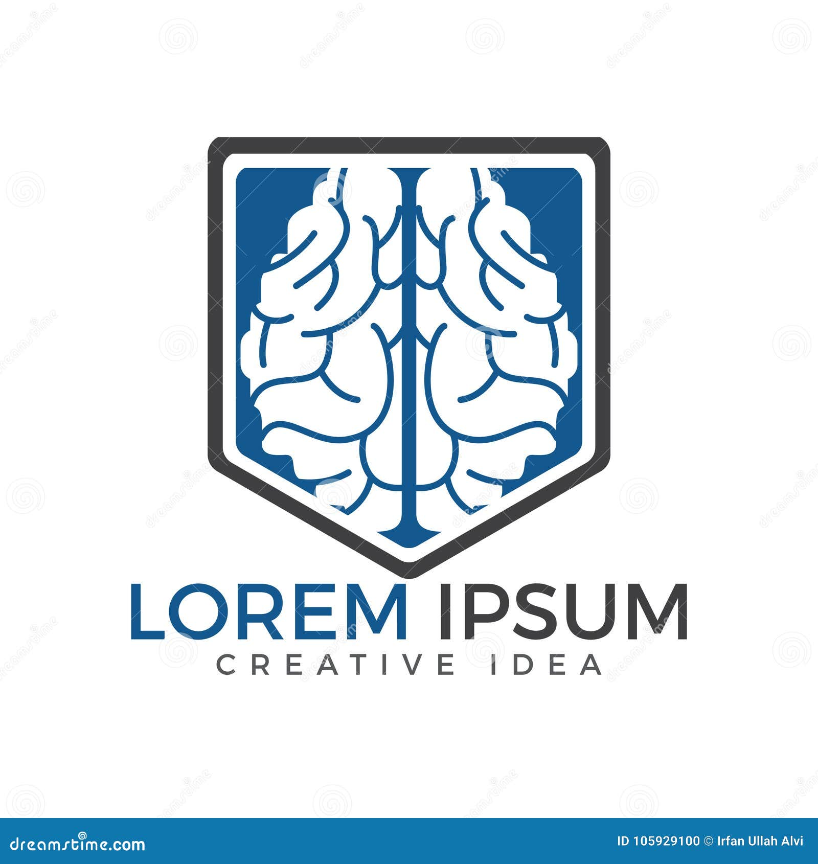 Creative Brain Shield Logo Design. Think Idea Concept. Stock ...