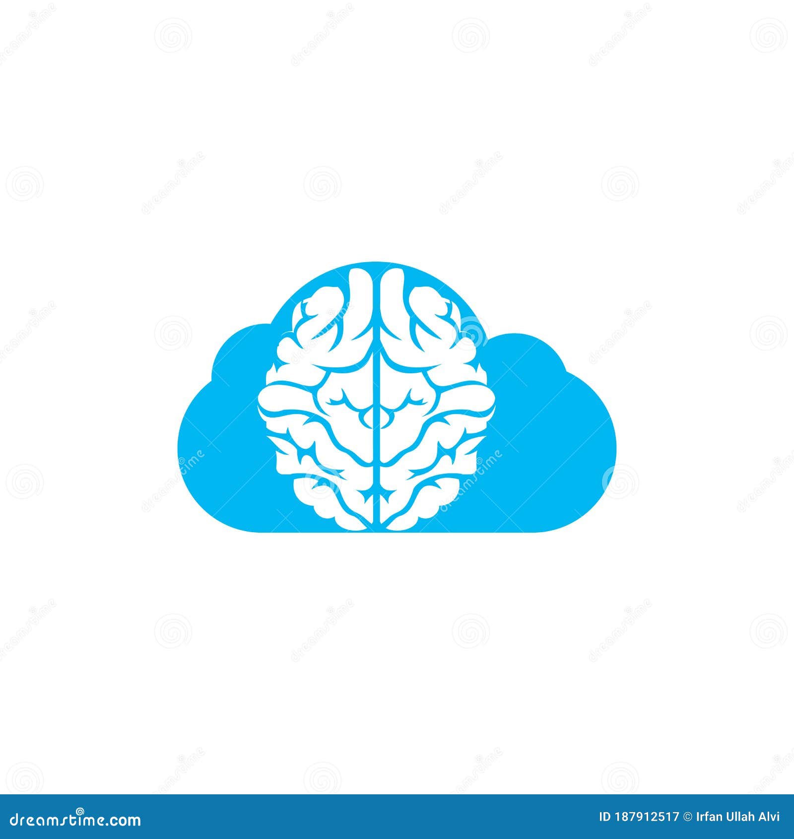 Cloud Brain Logo Design Vector Icon. Digital Brain Logo. Stock Vector ...
