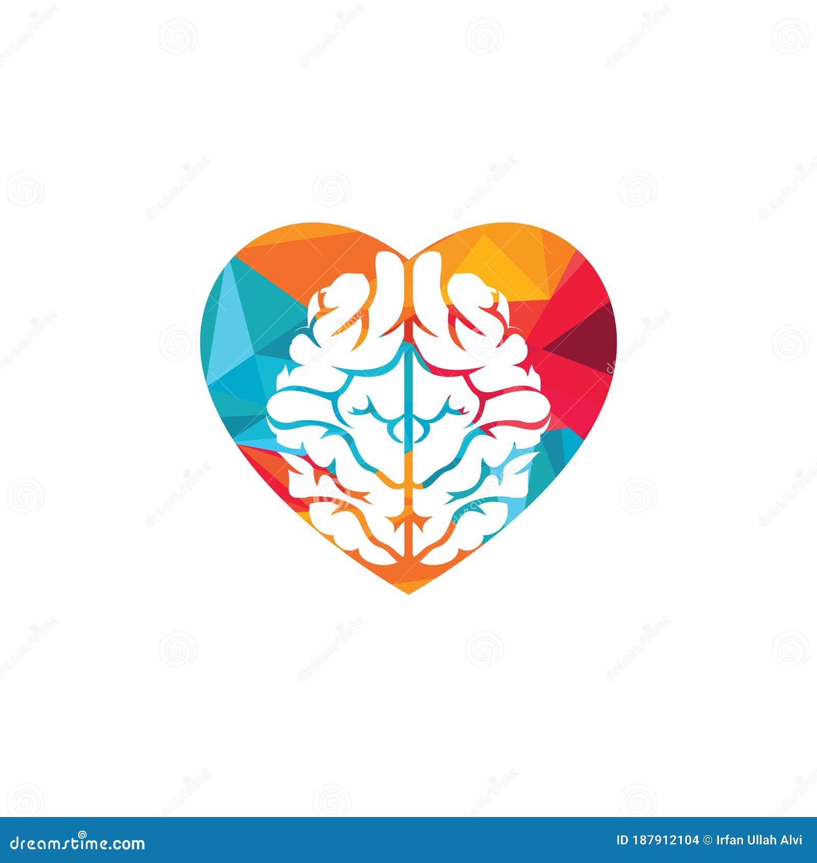 Creative Brain Heart Shape Logo Design. Think Idea Concept. Stock ...