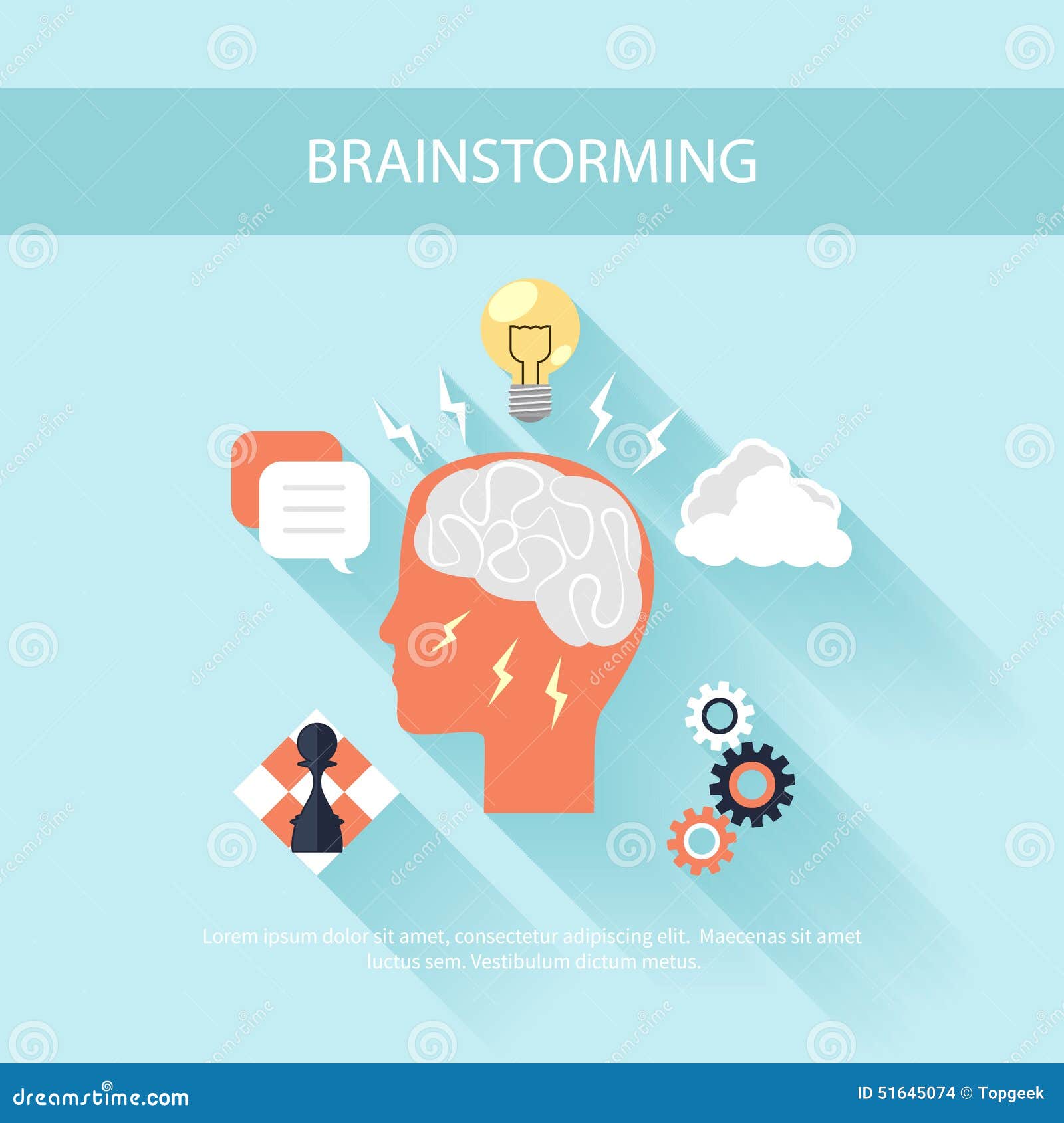 Brainstorm Process Concept in Flat Design Stock Vector - Illustration ...