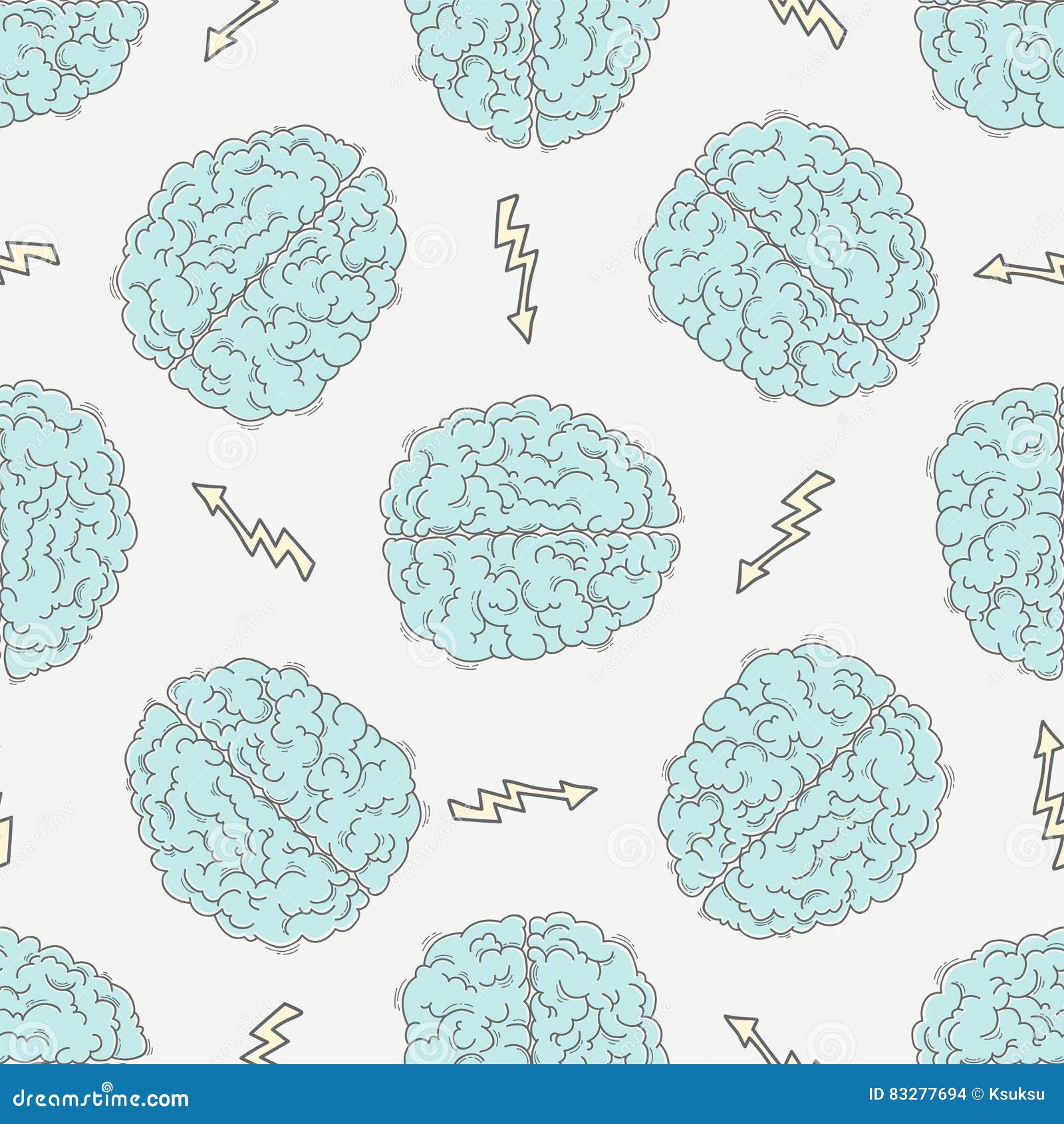 Brainstorm. Seamless Pattern with the Human Brain Stock Vector ...