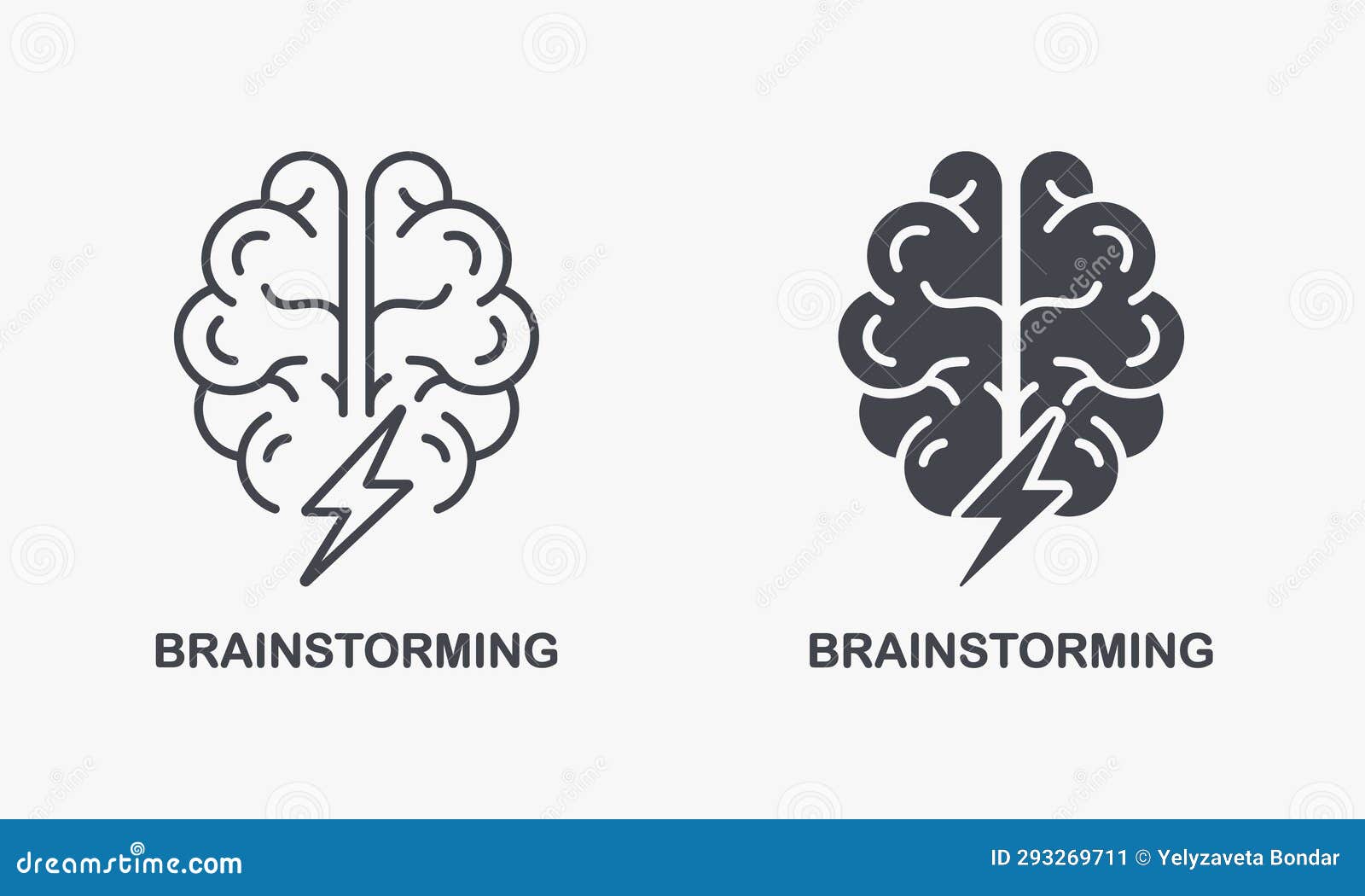 Brainstorm Silhouette and Line Icon Set. Think about Creative Idea ...