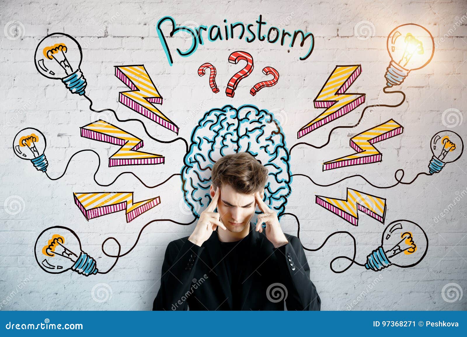 Brainstorm and Startup Concept Stock Image - Image of background, lamps ...