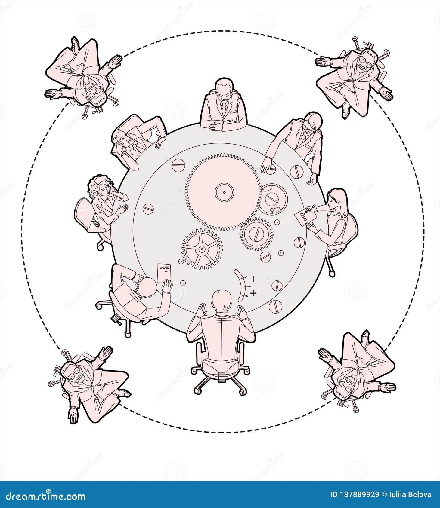 Brainstorm. a Team of People at the Round Table Solve the Problem. View ...