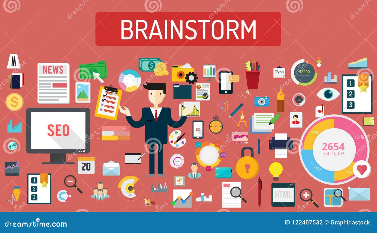 Brainstorm Typography Design Stock Vector - Illustration of chart ...
